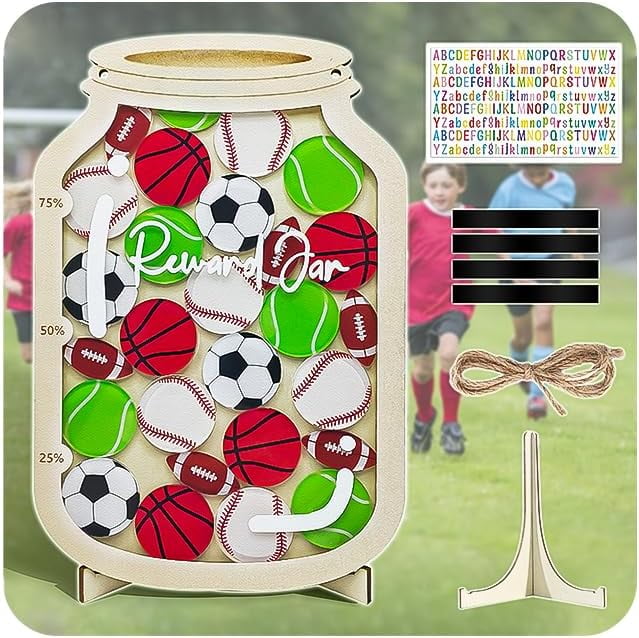 Personalized Magnetic Reward Jars for Kids,Sports Jar with Colorful ...