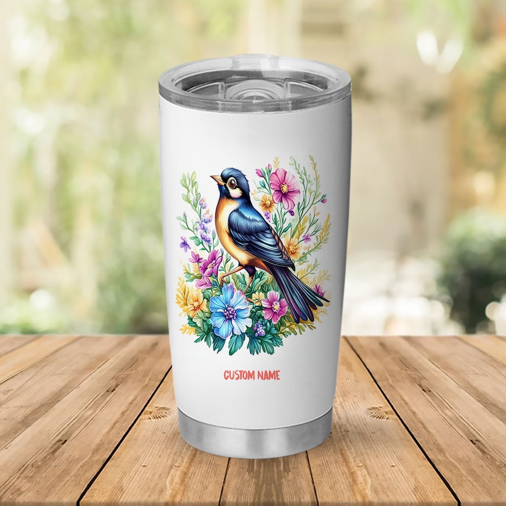 Personalized Magpie 2 Bird Tumbler 20oz With Handle And Straw ...