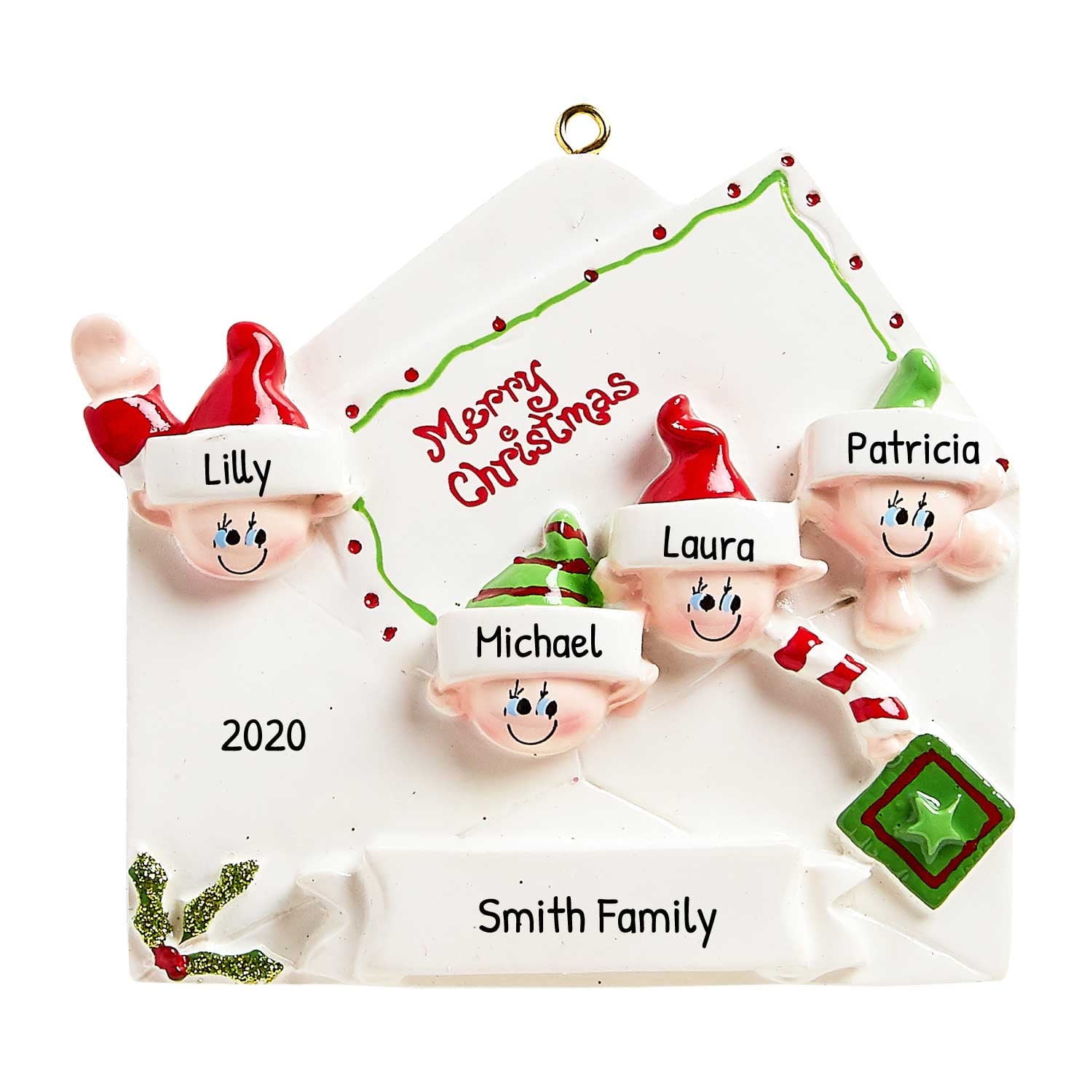 Personalized Mail Family Christmas Ornament 2024 - Family of 4 Letter ...