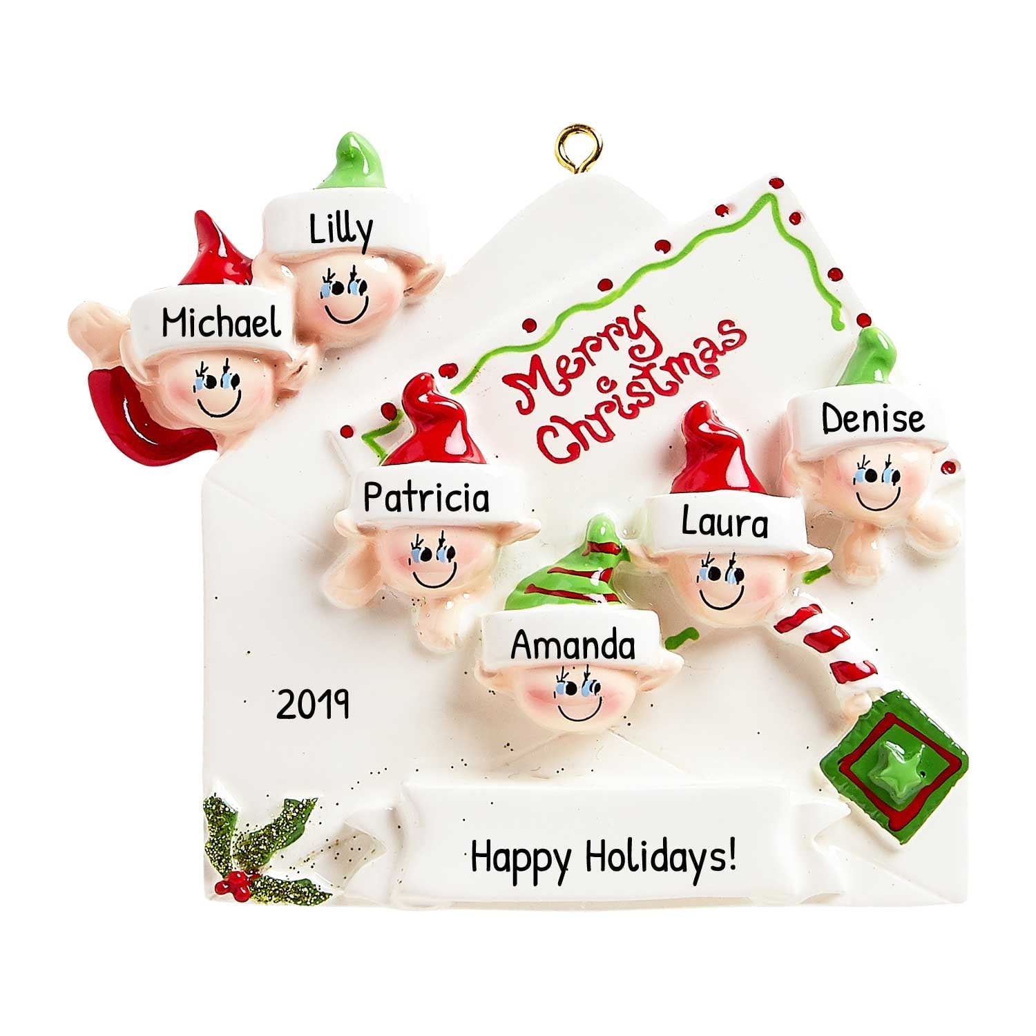 Personalized Mail Family Christmas Ornament 2024 - Family of 6 Letter ...