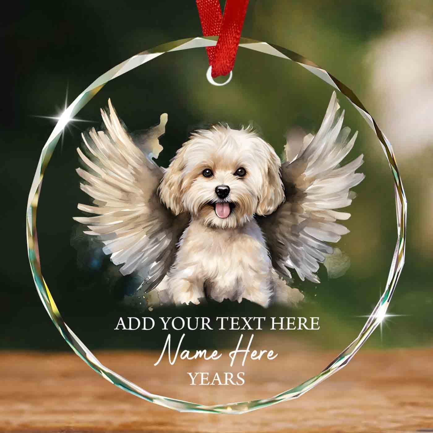 Personalized Maltipoo Memorial Glass Ornament, Dog Angel Christmas ...