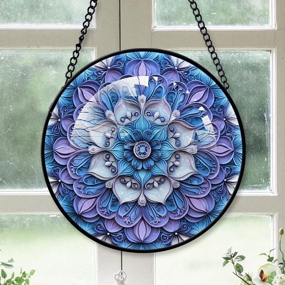 Personalized Mandala Suncatcher Stained Glass, Mandala Stained Glass ...