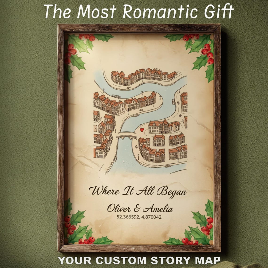 Personalized Map Print First Date, Anniversary Gift Digital Download ...