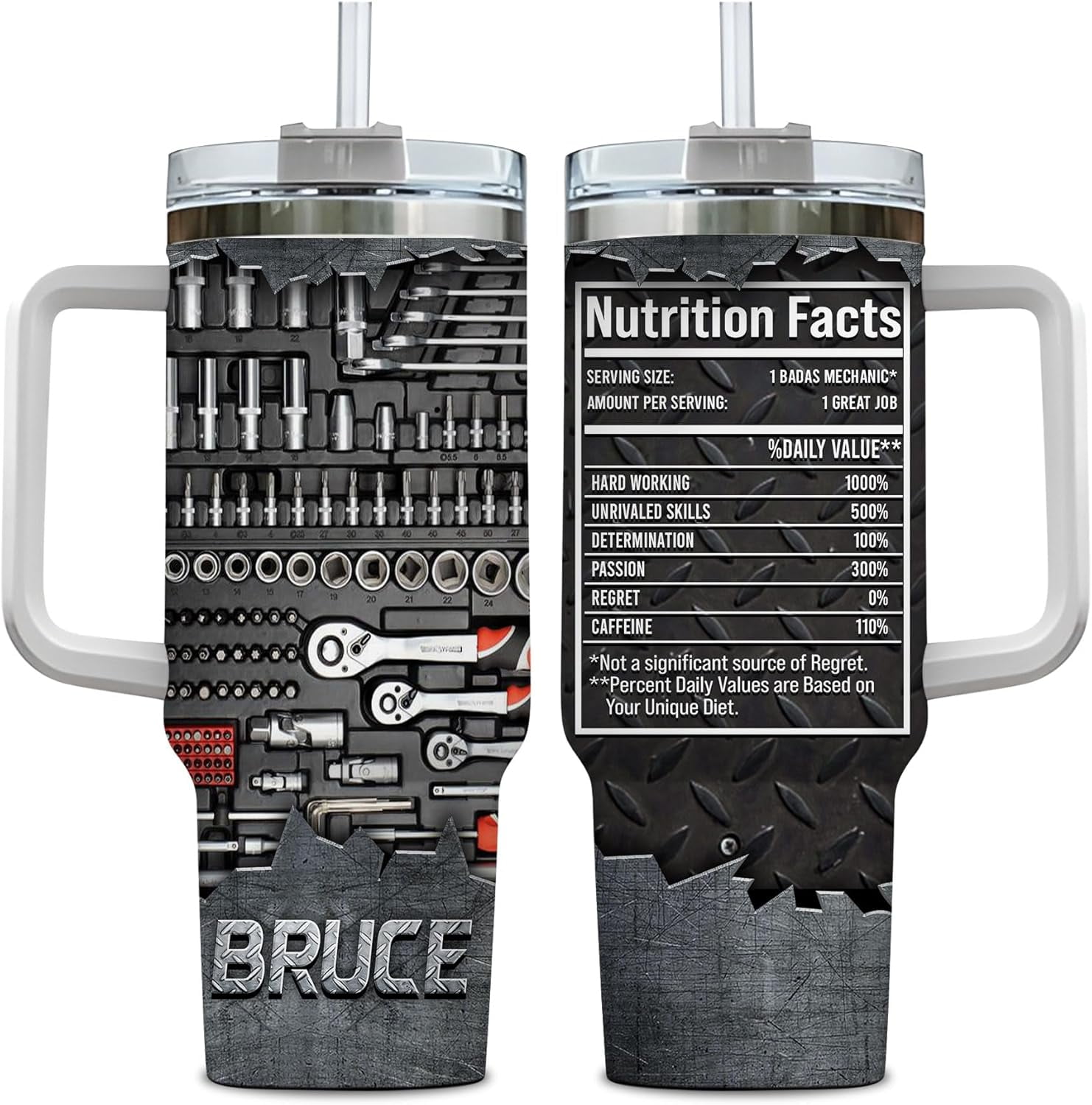 Personalized Mechanic Gifts For Men Tumbler 40 oz with Handle and Straw ...
