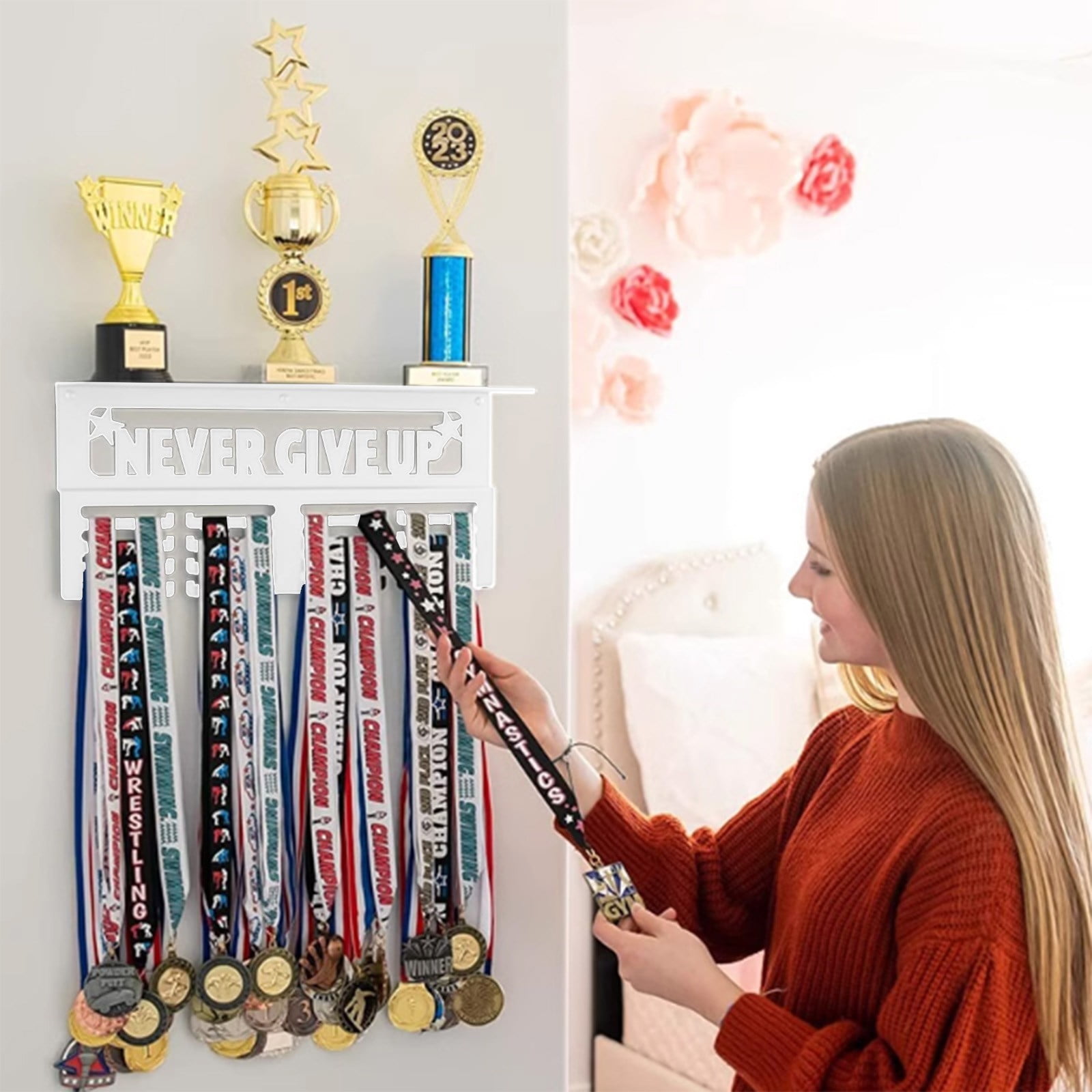 Personalized Medal Holder with Name Display Rack for Awards Ribbons ...