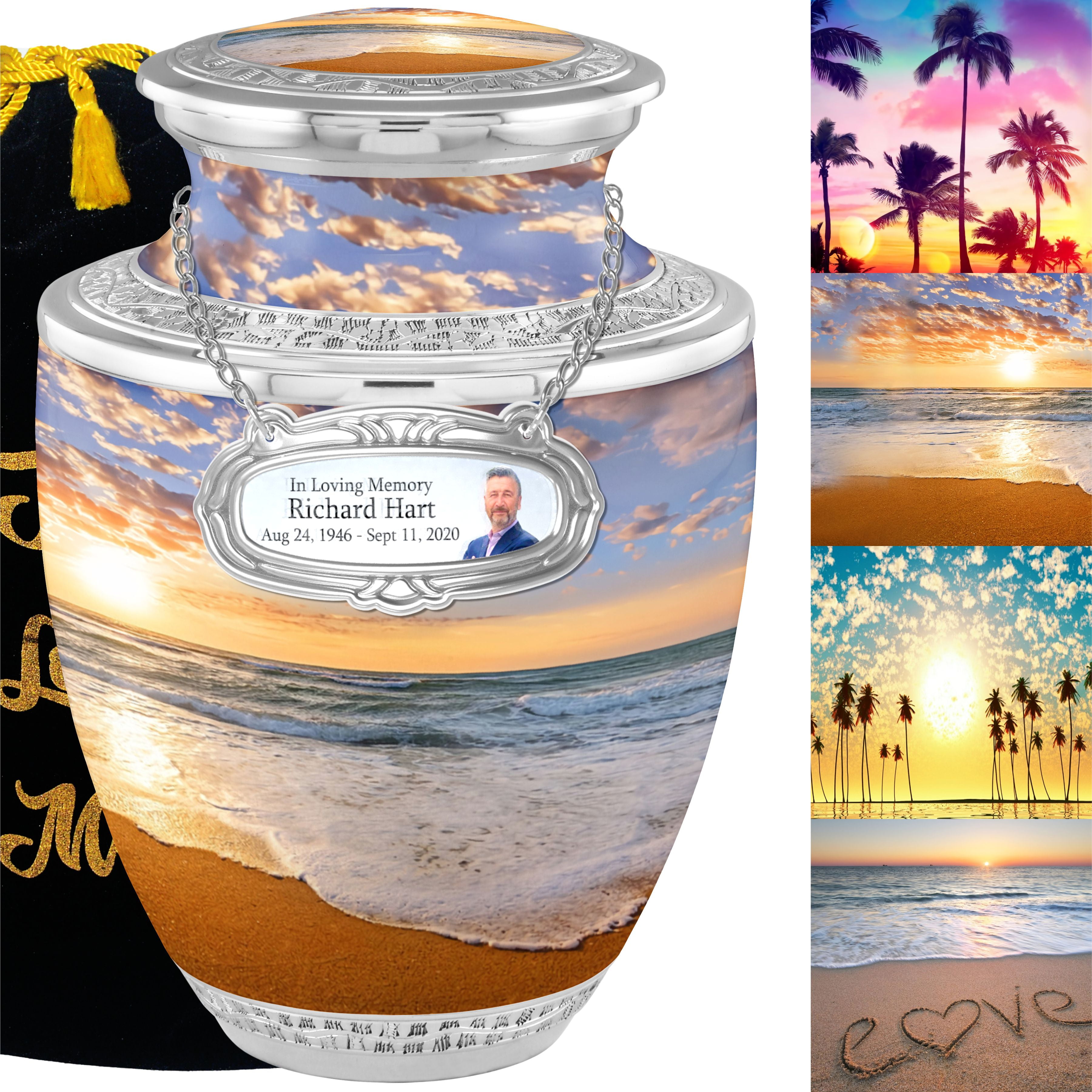 Personalized Medallion Peaceful Beach Cremation Urns for Adult Ashes ...