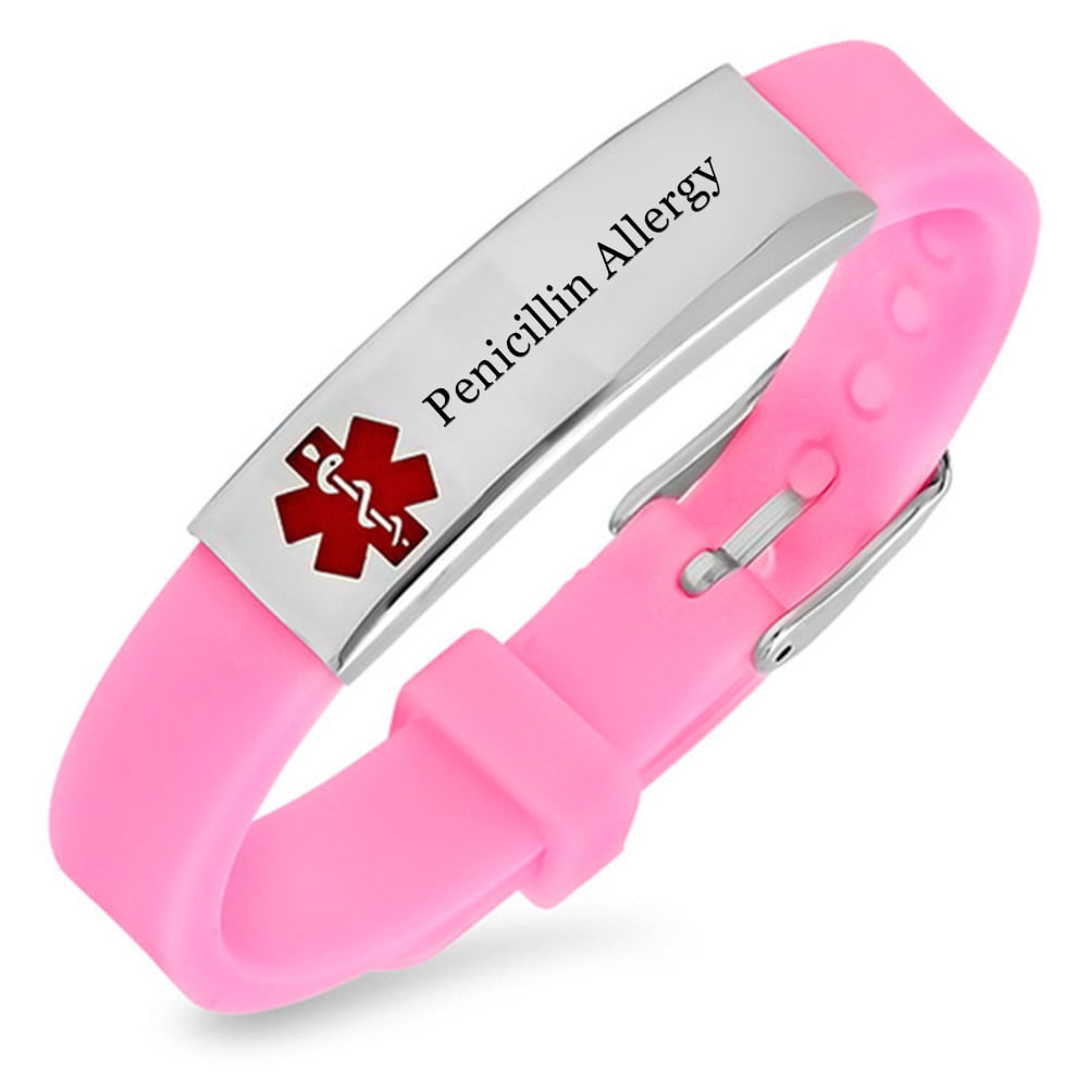 Personalized Medical Alert Bracelet Disease Allergy Awareness Emergency ...