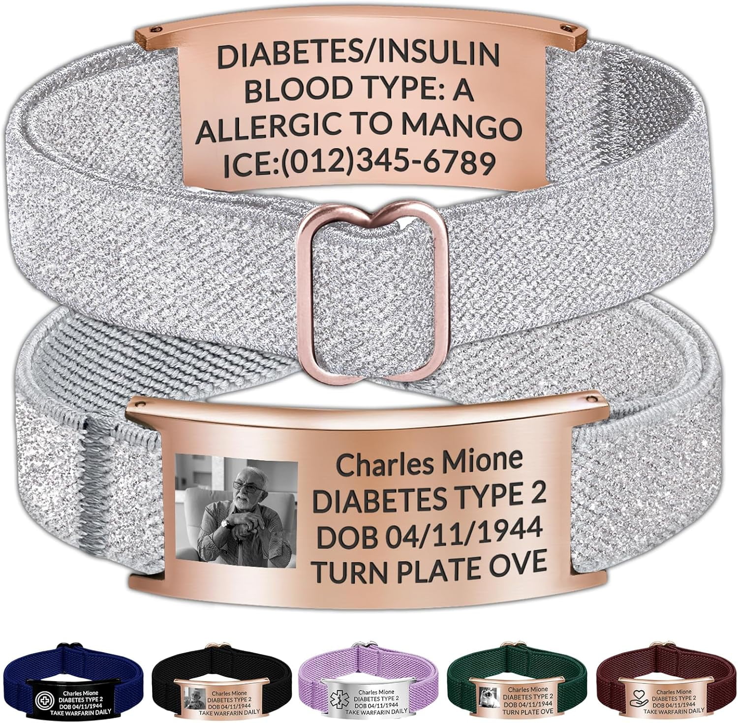 Personalized Medical Alert Bracelets For Women Men Custom Adjustable ...