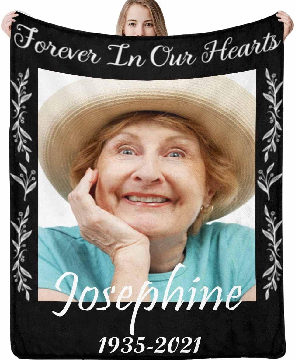 Personalized Memorial Blanket with Picture Forever in Our Heart Gifts ...