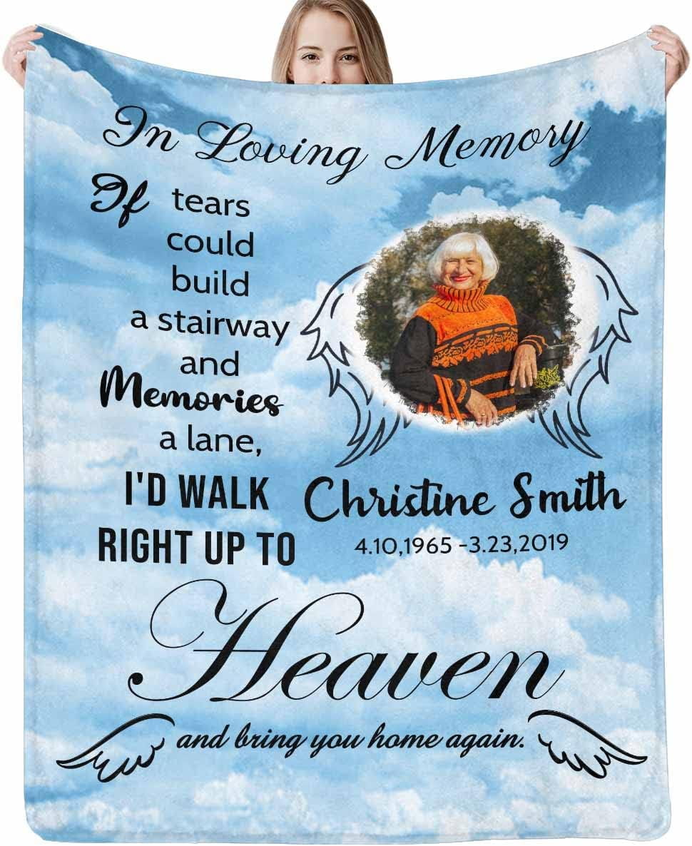 Personalized Memorial Blanket with Picture Forever in Our Heart Gifts ...