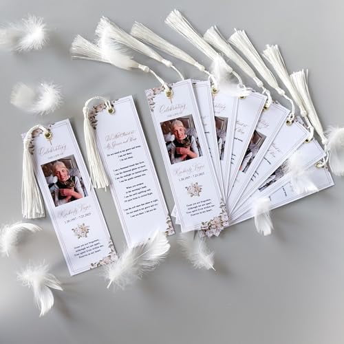 Personalized Memorial Bookmarks (Set of 10): Photo/tassel (1.5x20 ...