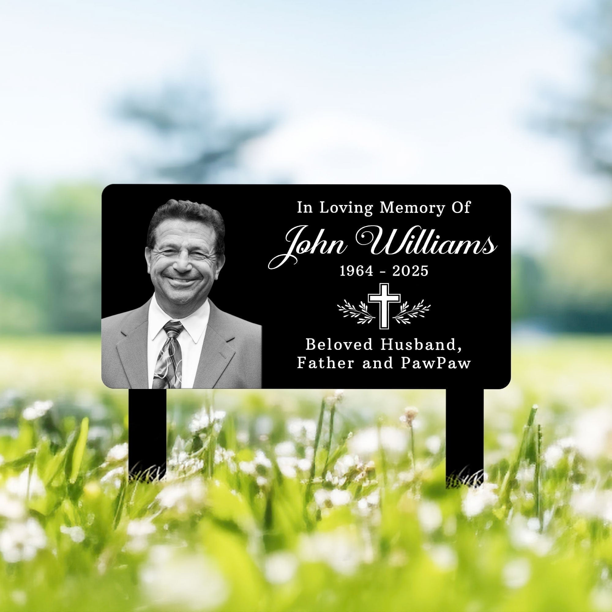 Personalized Memorial Garden Sign with Photo – Custom Metal Grave ...