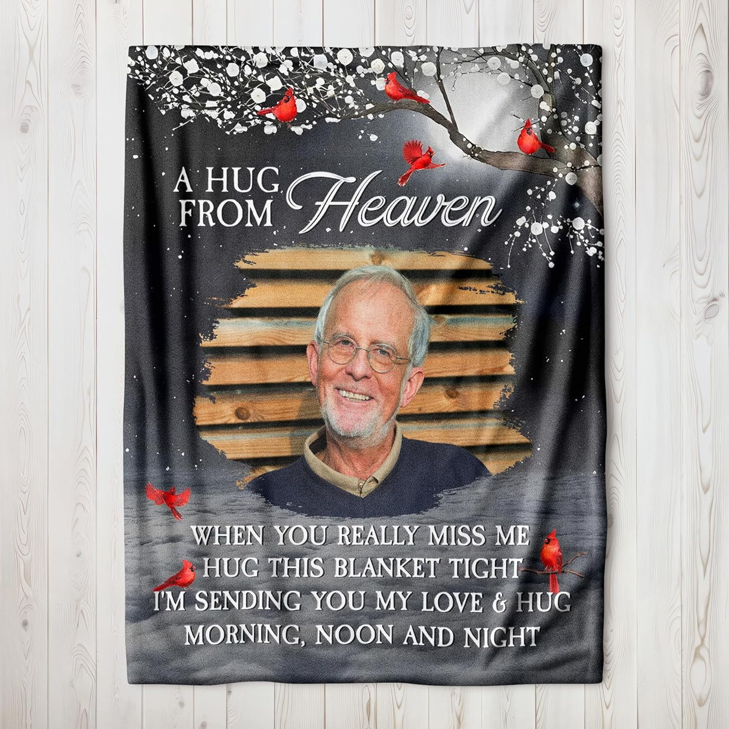 Personalized Memorial Photo Blanket Gift, A Hug from Heaven, Loss of ...