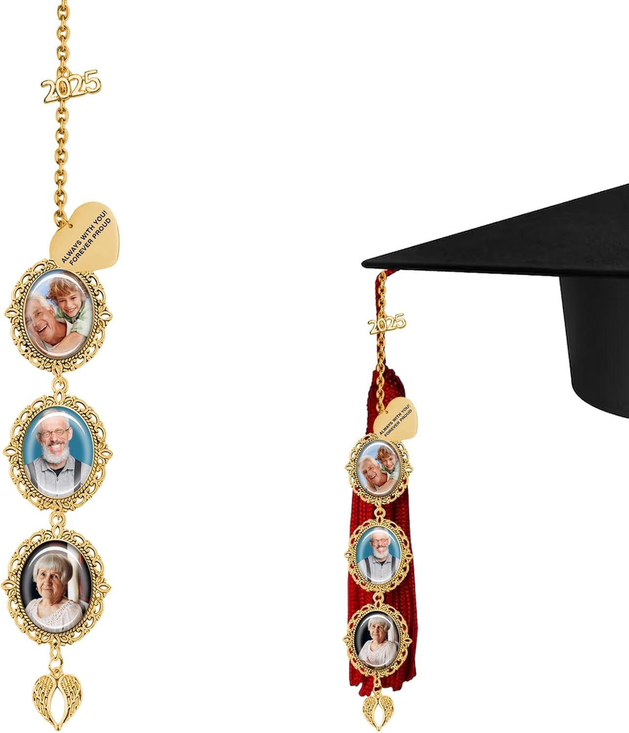Personalized Memorial Photos Tassel Charm Gifts for Grads 2025 Custom ...
