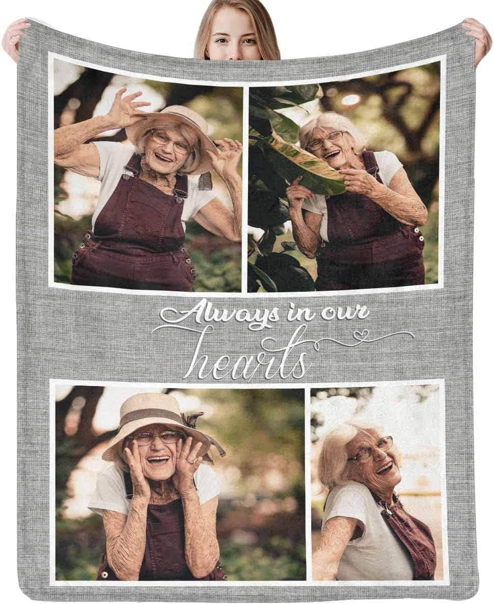 Personalized Memorial Throw Blanket, Mom Loss Gift, Always in Our Heart ...