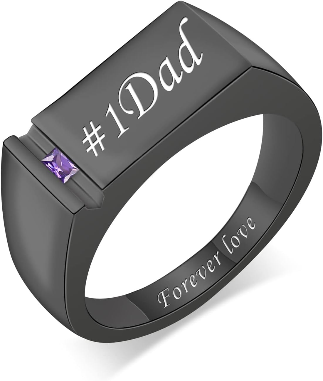 Personalized Mens Ring Birthstone Ring for Men Father Ring with 1-6 Simulated Birthstones Custom ...