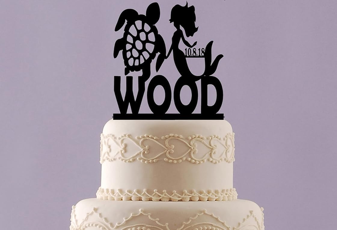 Personalized Mermaid Cake Topper, Turtle , Wedding, Under The Sea ...