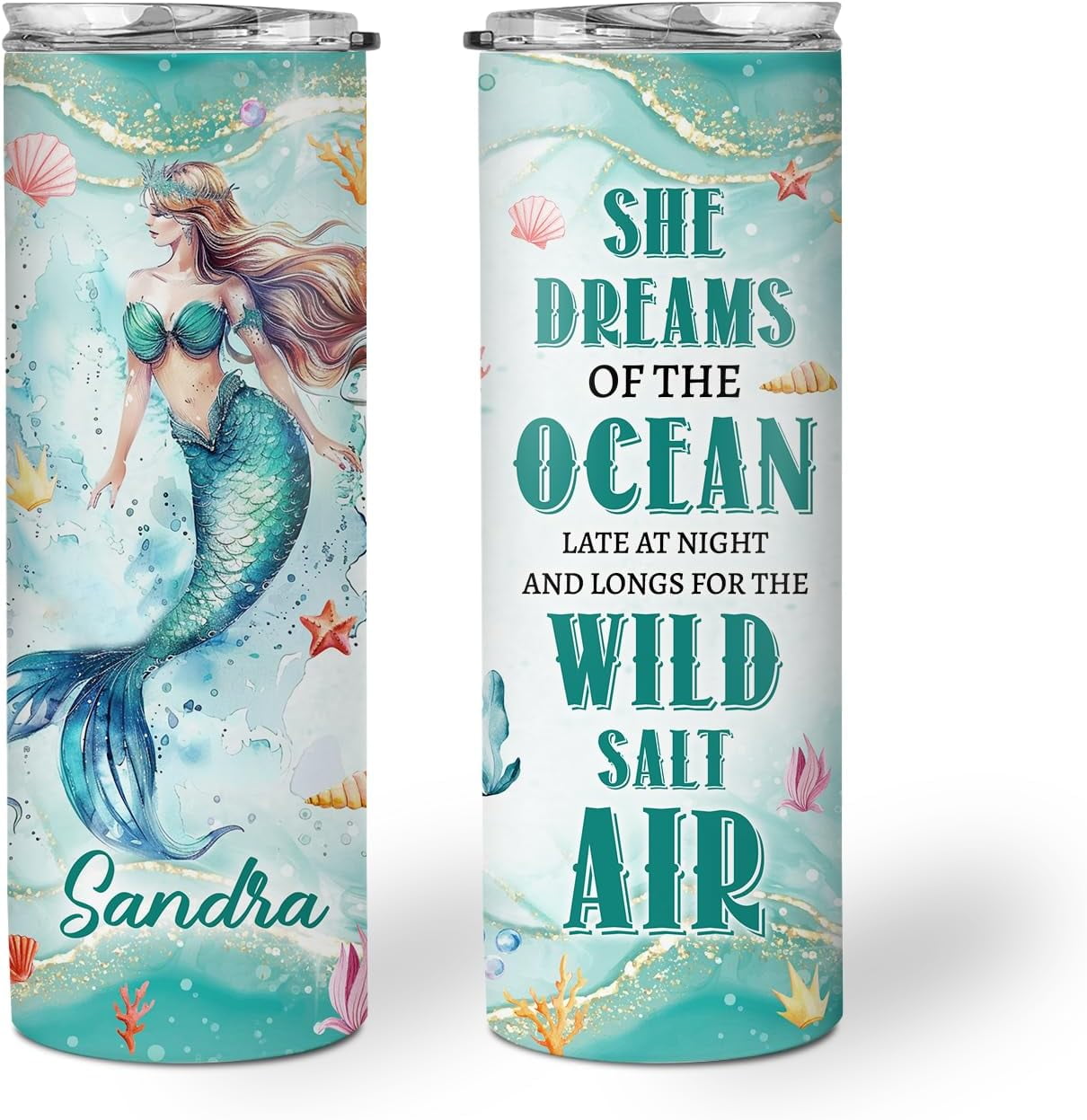 Personalized Mermaid Skinny Tumbler Gifts - Unique Customized Mermaid ...