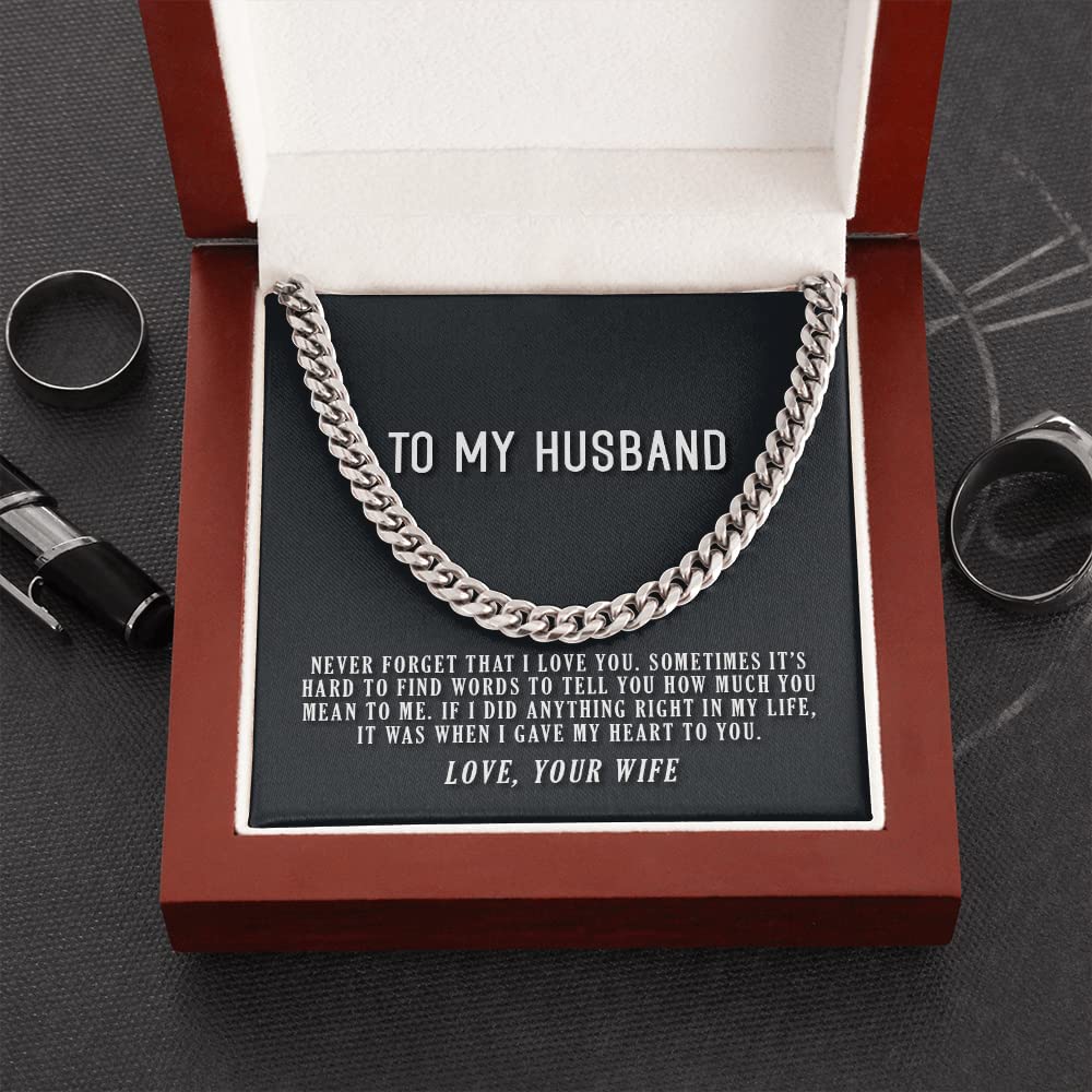 Personalized Message Card, Cuban Link Chain Necklace, To My Husband My ...