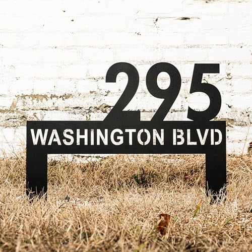 Personalized Metal Address Stake, Modern Address Sign, House Numbers ...