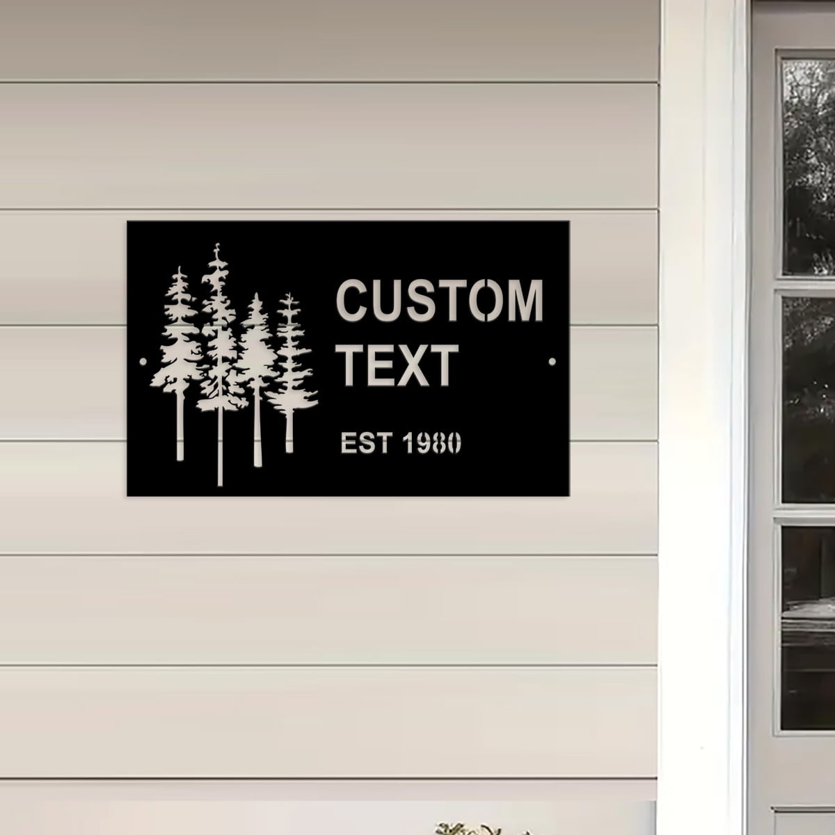 Personalized Metal Cabin Name Sign, Pine Tree Custom Metal Sign ...