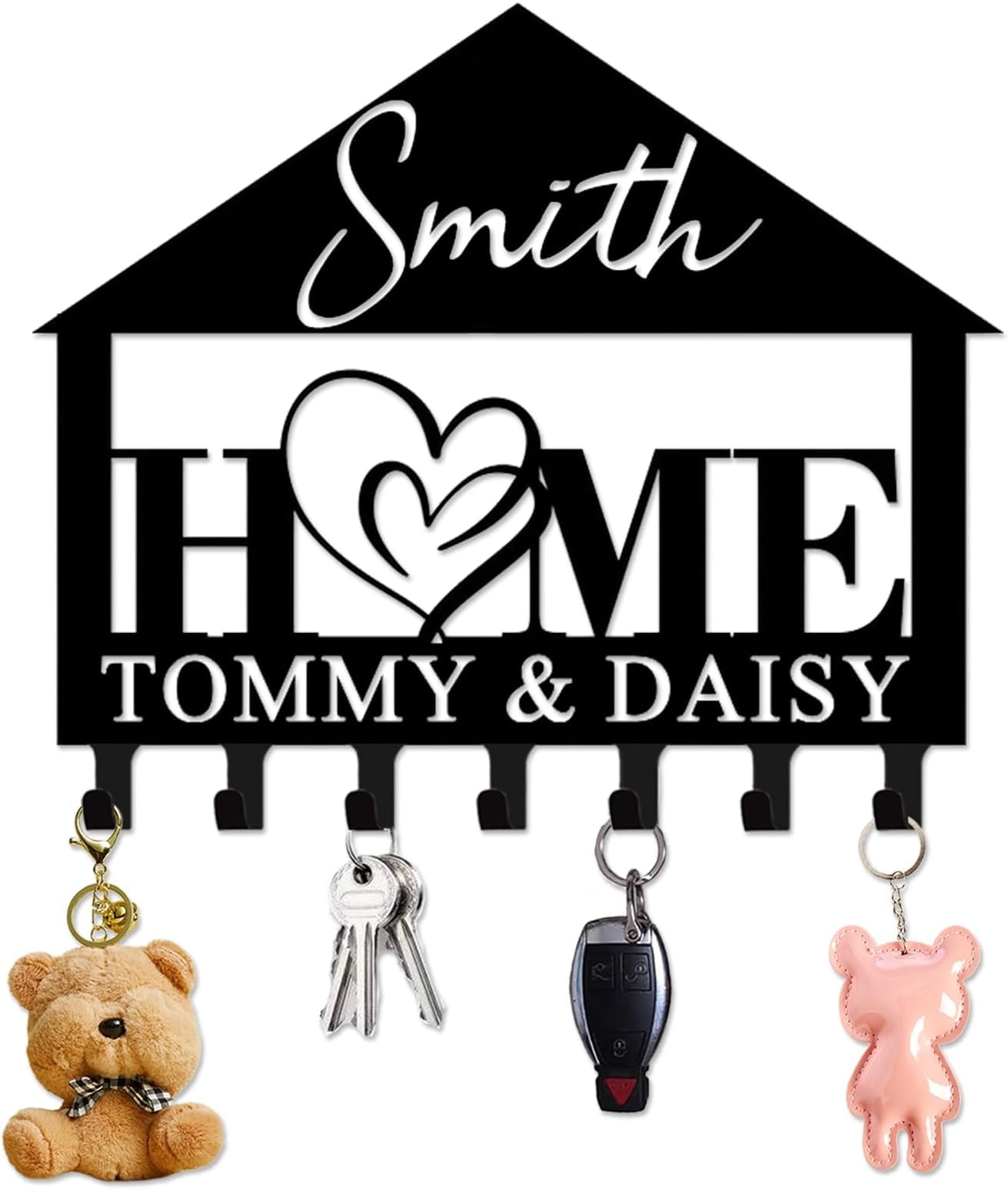 Personalized Metal Key Holder Wall Mount with Family Name Custom Key ...