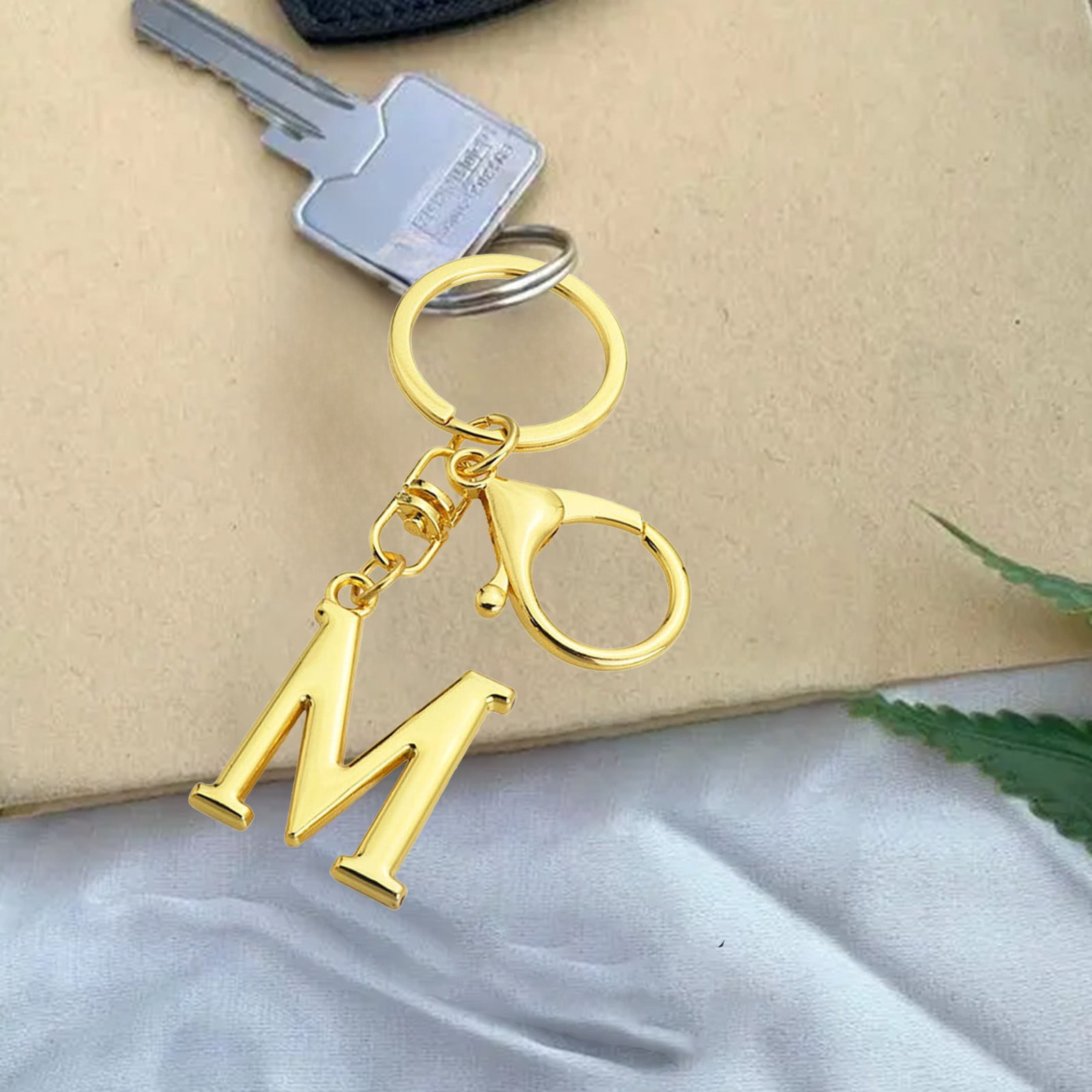 Personalized Metal Keychain, Gold Initial Letter A-Z Pendant ...