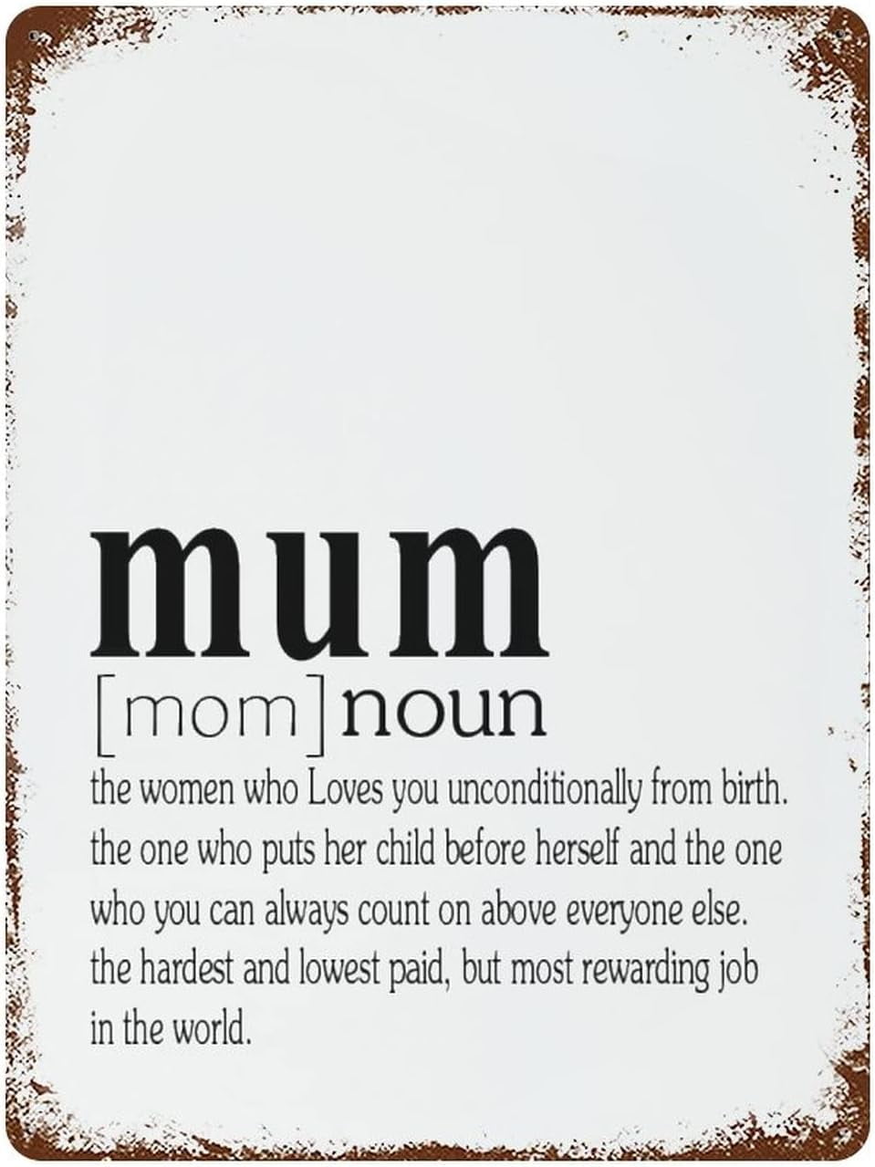 Personalized Metal Sign Definition Noun Mum Metal Sign 12"x16 ...