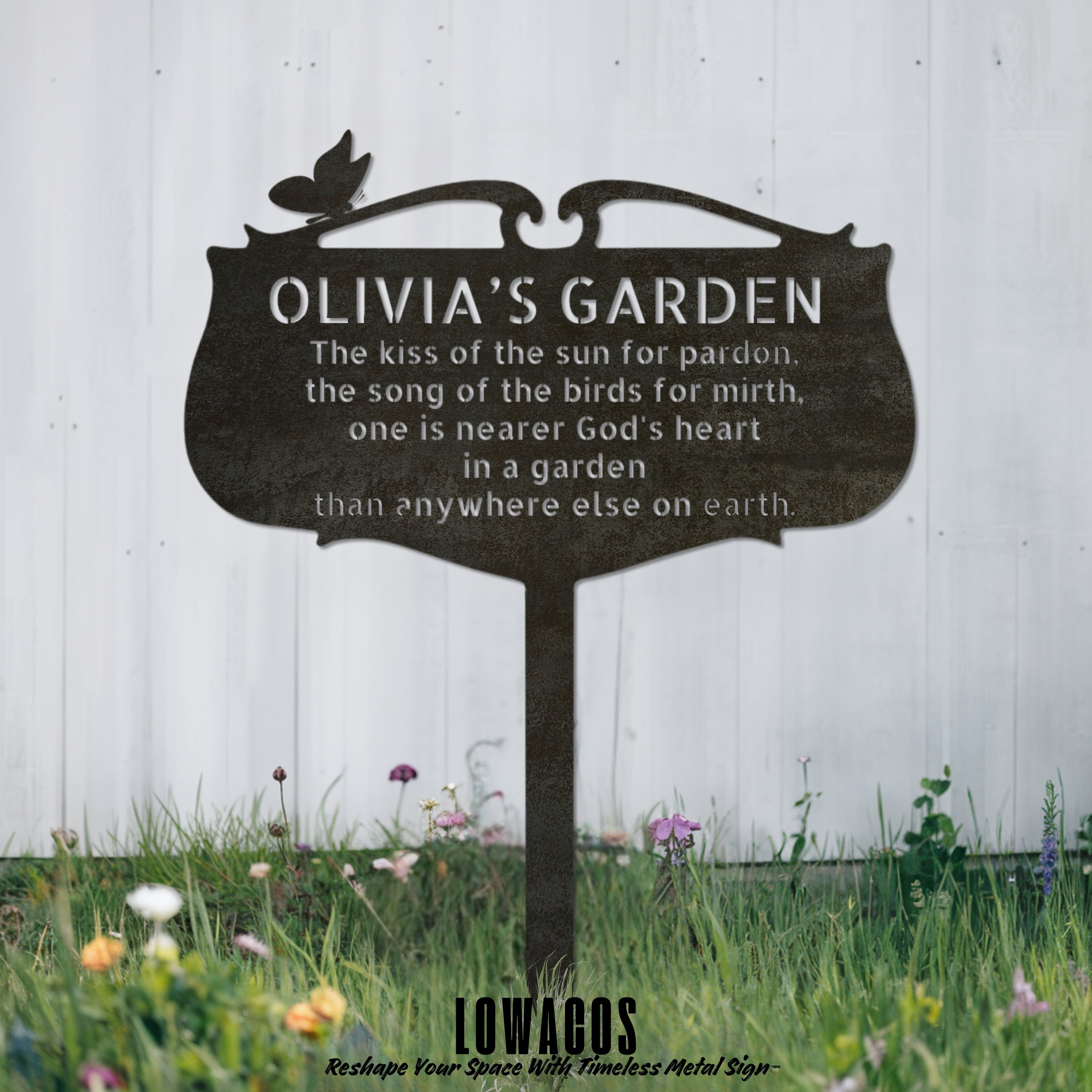 Personalized Metal Sign for Garden–Custom Outdoor Stake with "The Kiss ...