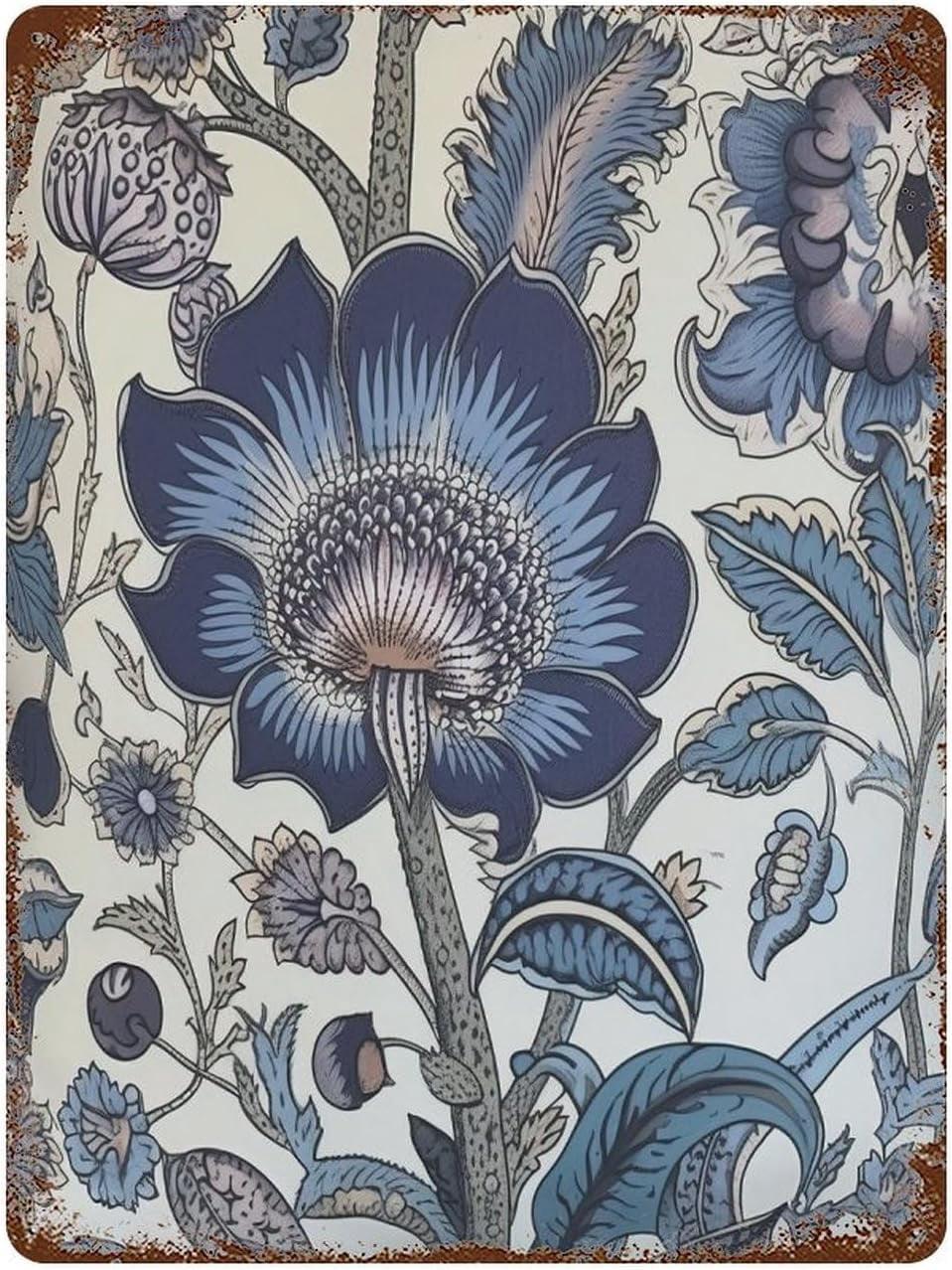 Personalized Metal Signs Blue And White Porcelain' Floral Metal Plaque ...