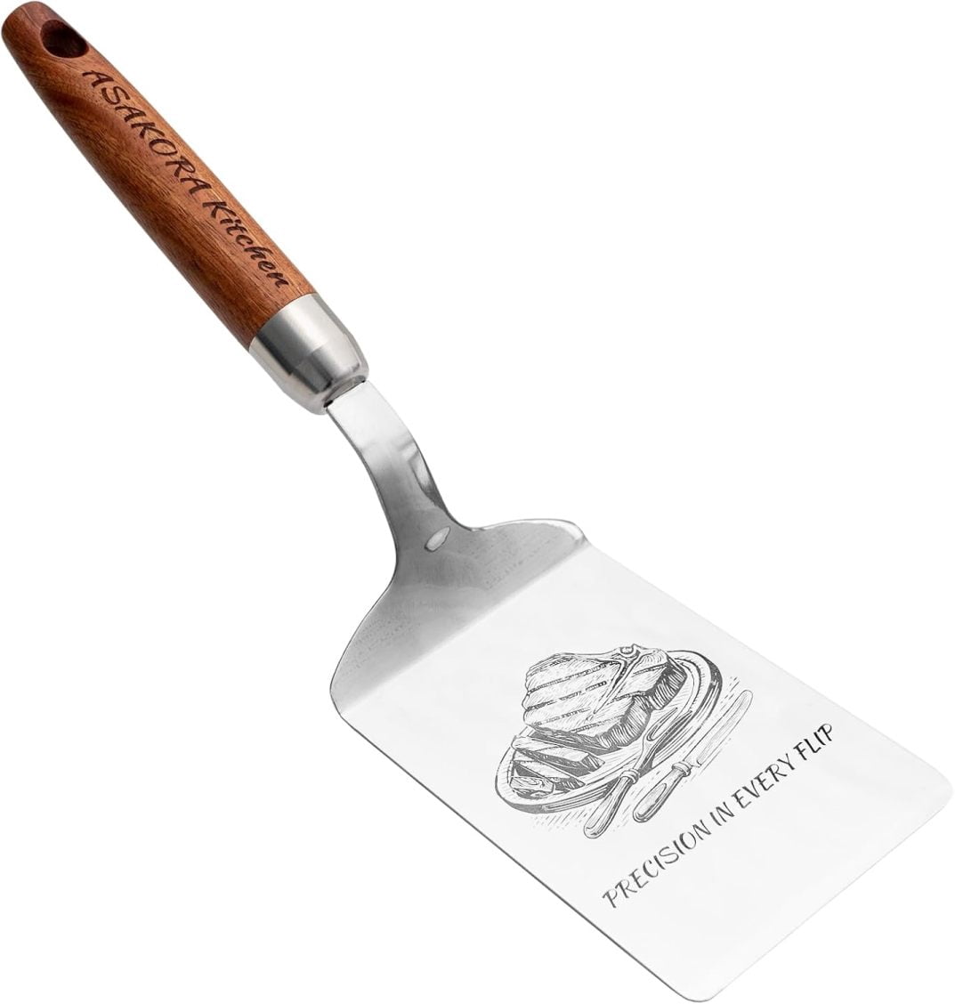 Personalized Metal Spatula Beveled Edges with Strong Wooden Handle ...