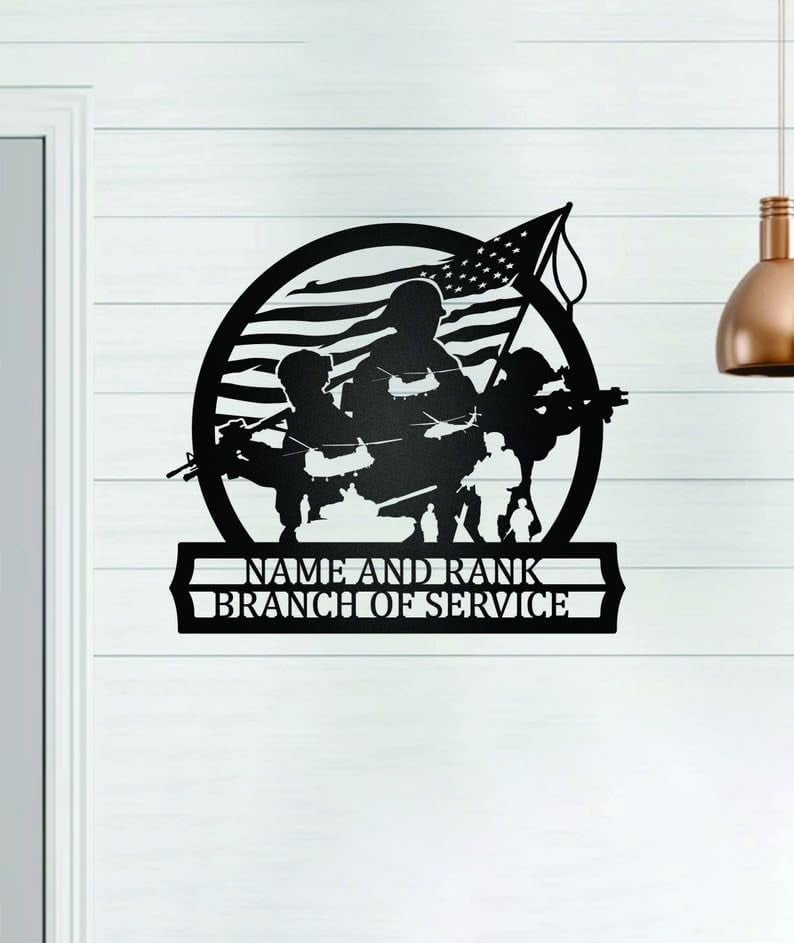 Personalized Metal Veteran Signs Military Name and Rank Sign 8-24 ...