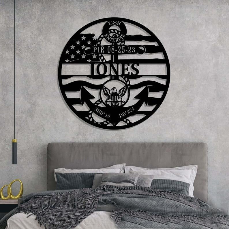 Personalized Metal Veteran Signs USN Anchor Navy Veteran 8-24 inches ...