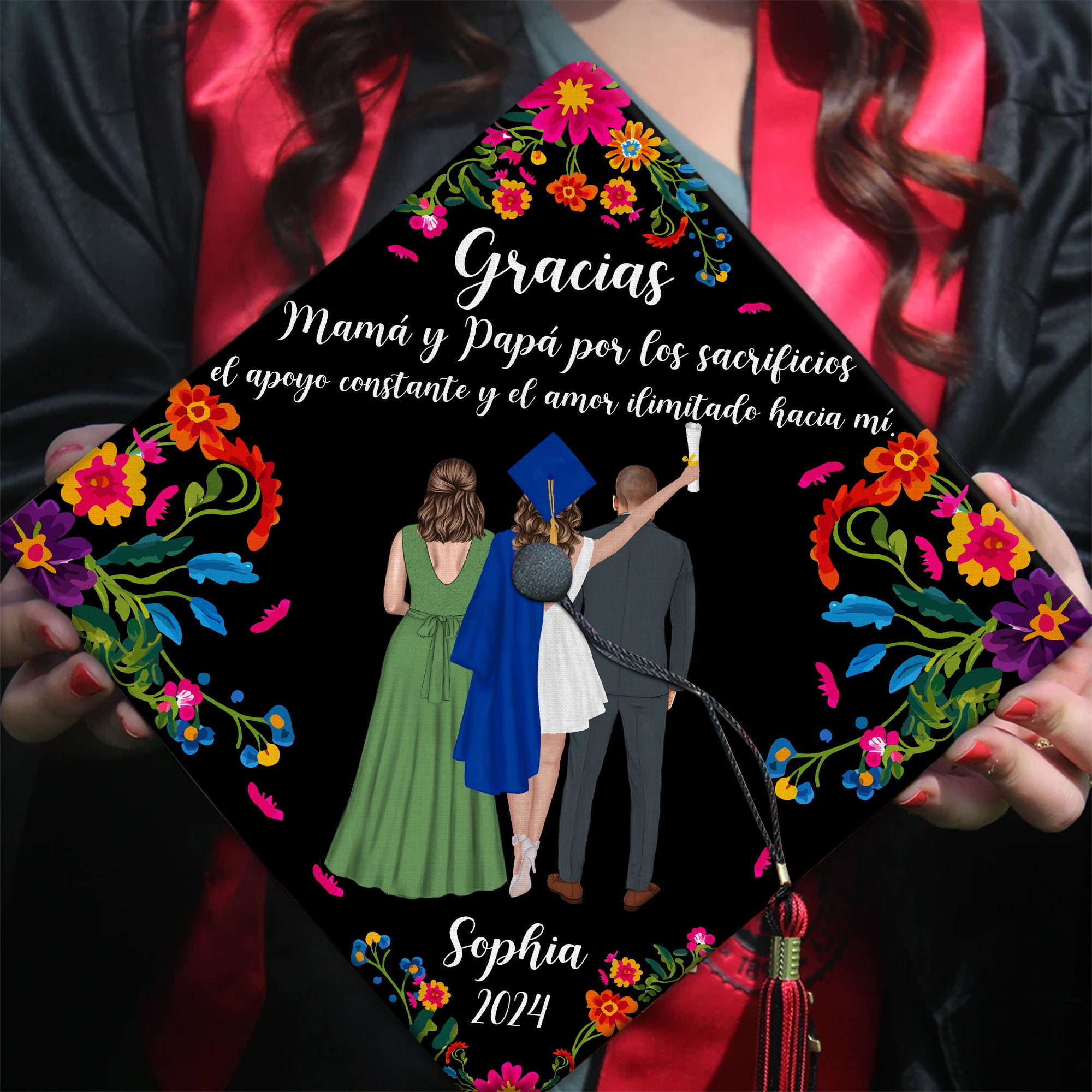 Personalized Mexican Graduation Cap Topper, Latina Grad Cap Topper ...