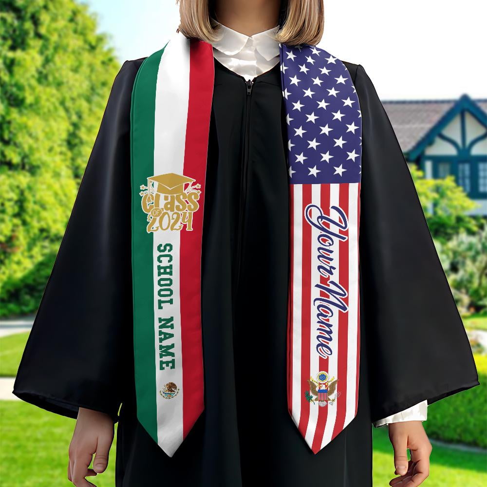 Personalized Mexican Stole, Custom Mexican Graduation Stole, Mexican ...