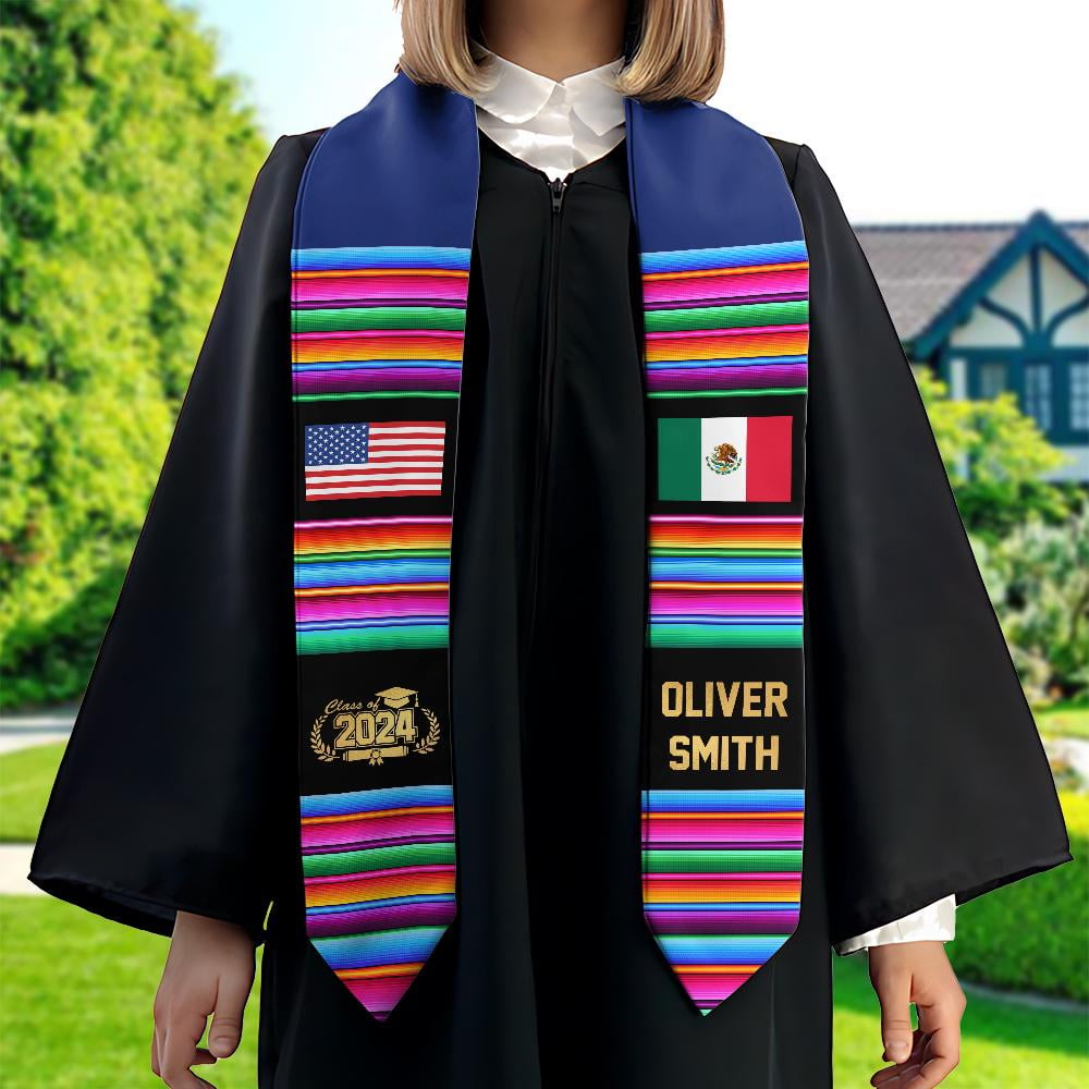 Personalized Mexican Stole, Custom Mexican Graduation Stole, Mexican ...
