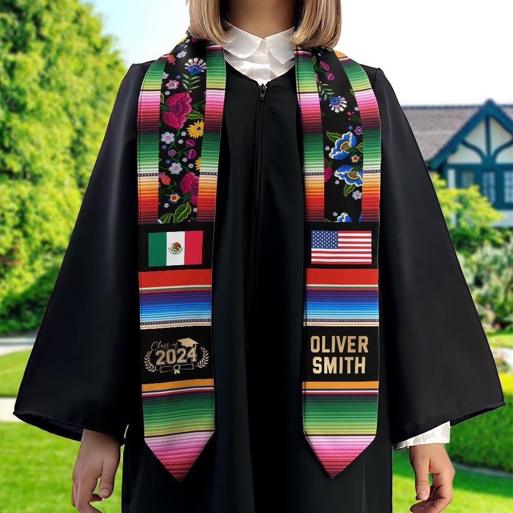 Personalized Mexican Stole, Custom Mexican Graduation Stole, Mexican ...