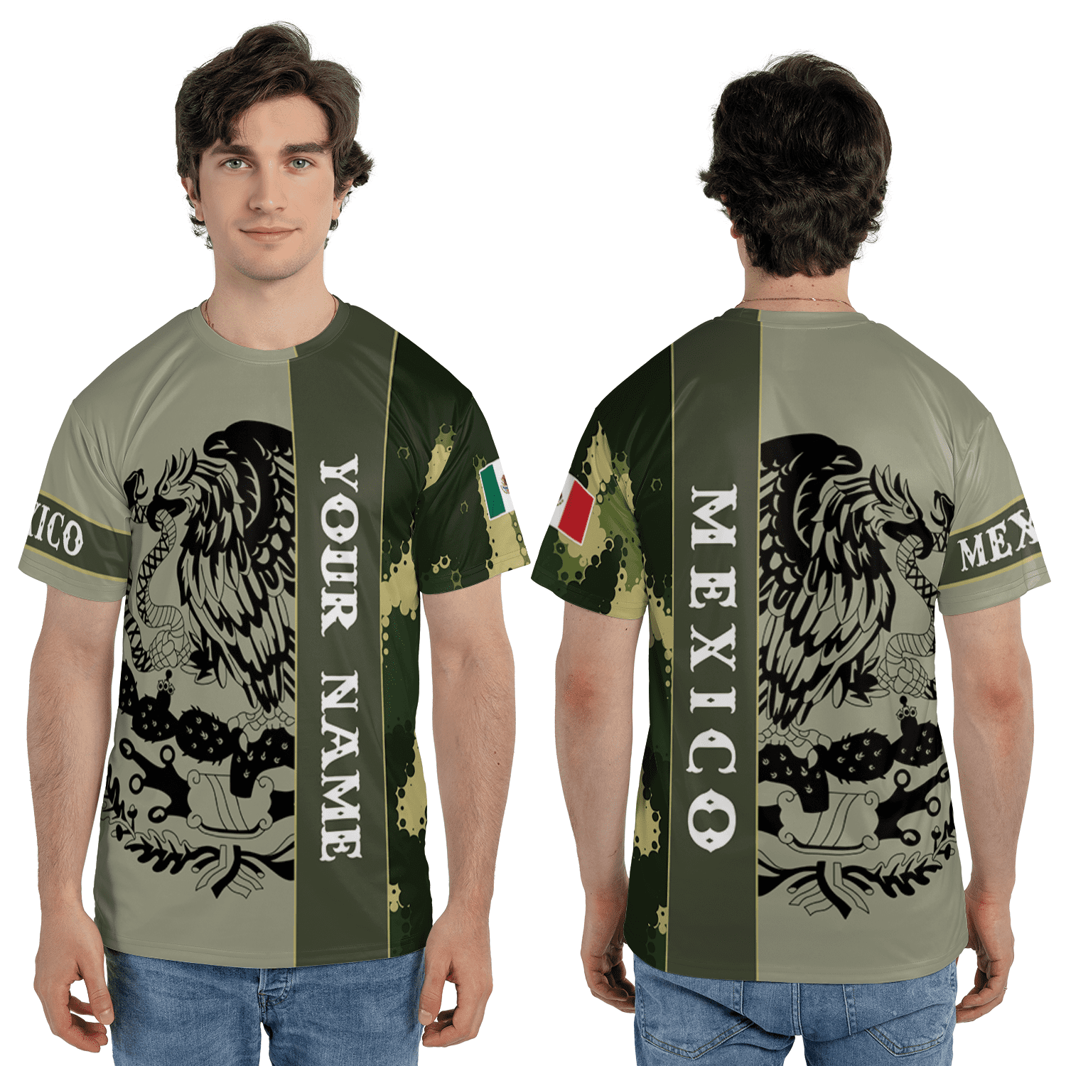 Personalized Mexico Eagle 3D T-Shirt, Custom Mexican Flag Mexican Pride ...