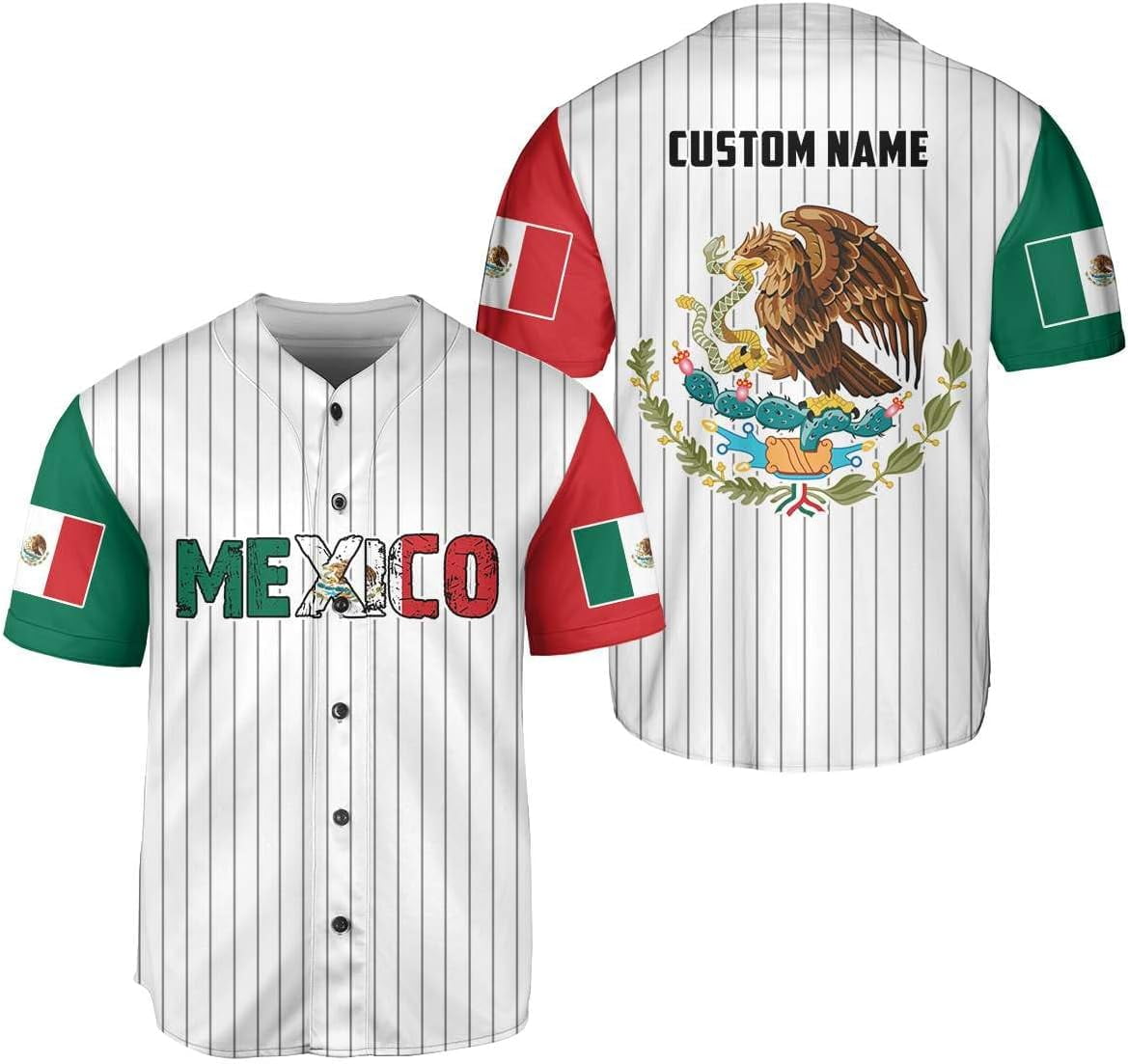 Personalized Mexico Mexican Baseball Shirt, Customized Team Name ...