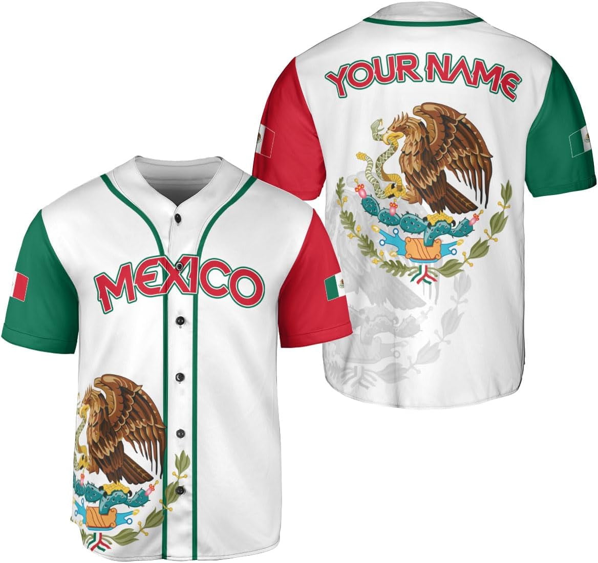 Personalized Mexico Mexican Baseball Shirt, Customized Team Name ...