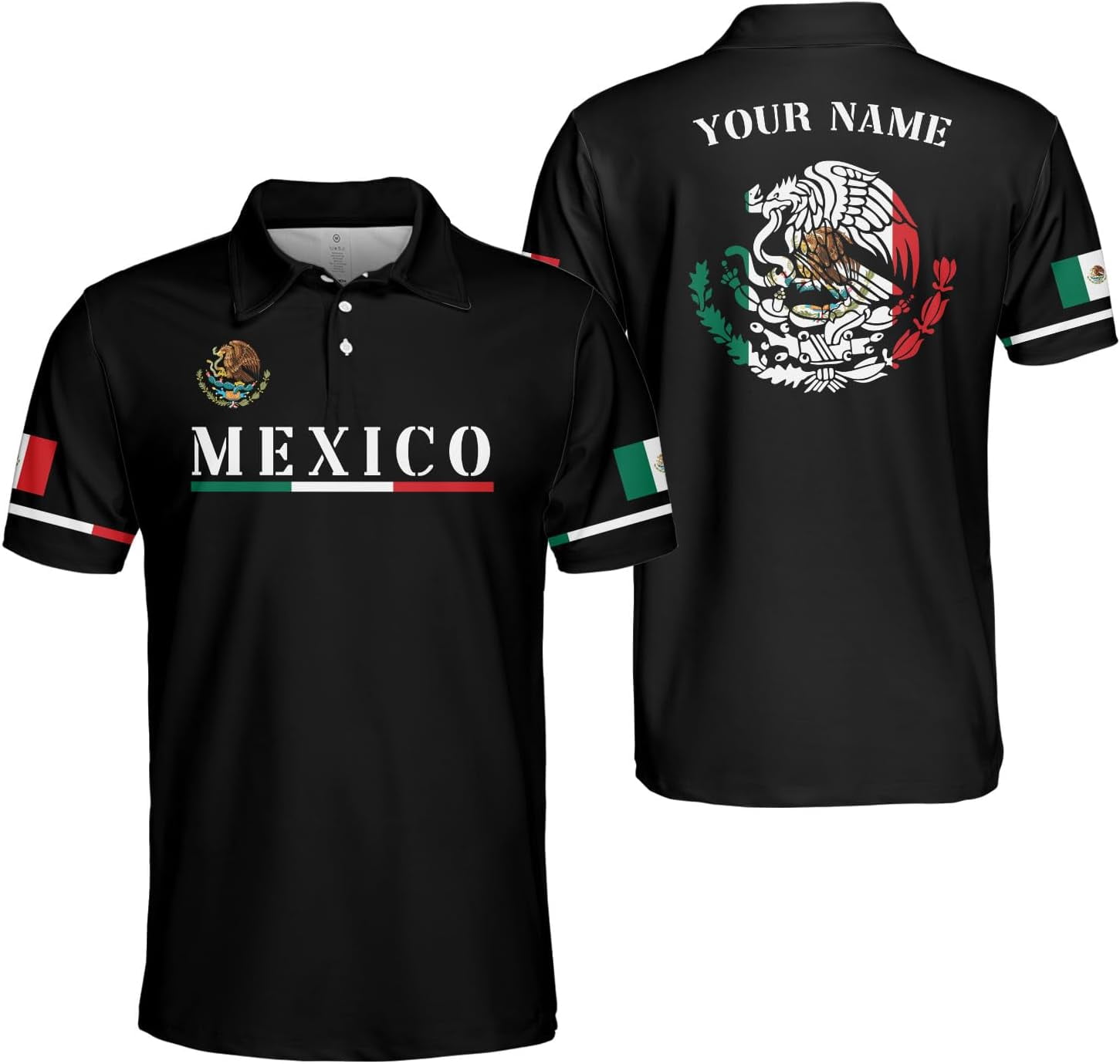 Personalized Mexico Polo Shirt 3D Mexico Shirts for Men Mexican Flag ...