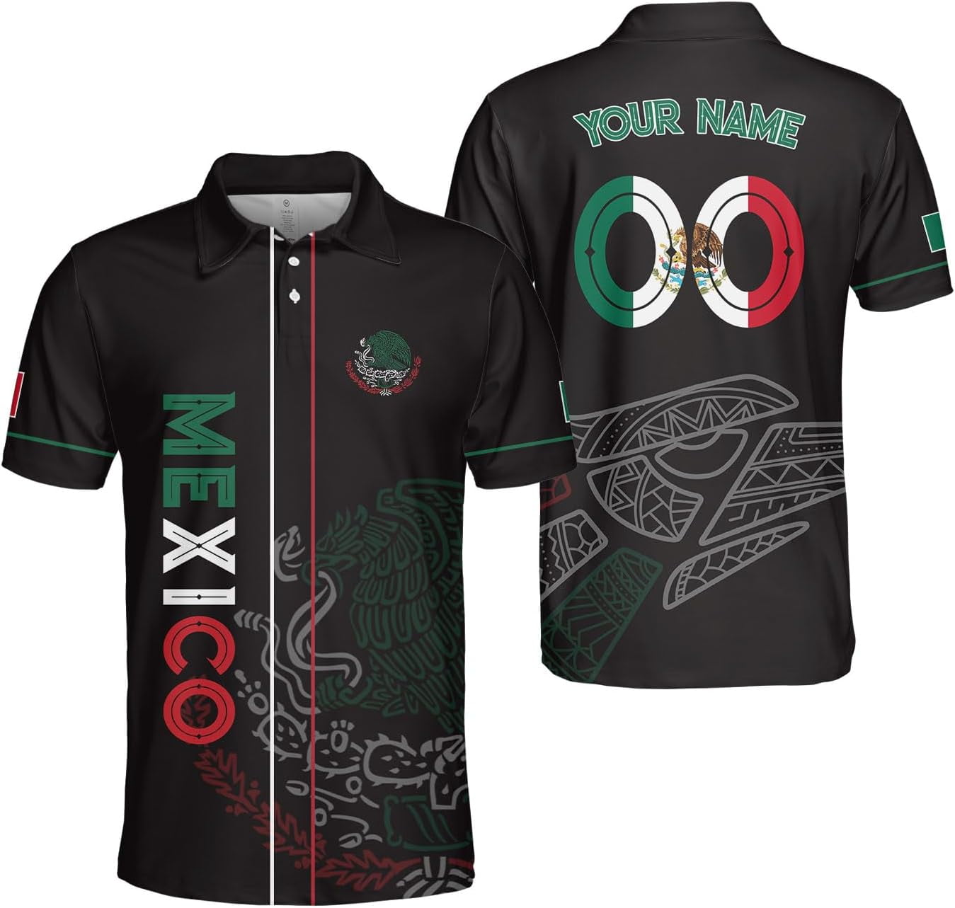 Personalized Mexico Polo Shirt 3D Mexico Shirts for Men Mexican Flag ...