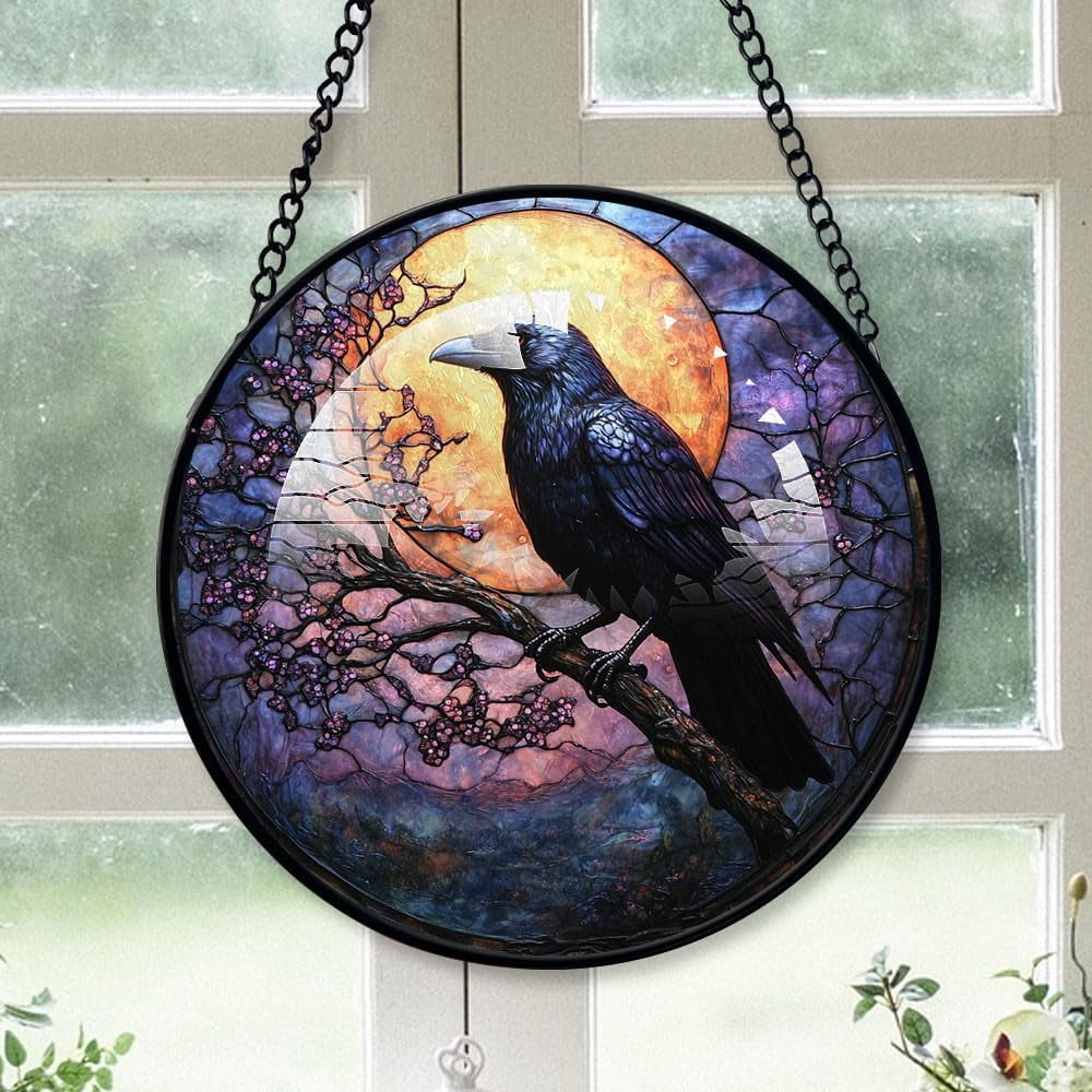 Personalized Midnight Crow Suncatcher Stained Glass, Midnight Crow ...