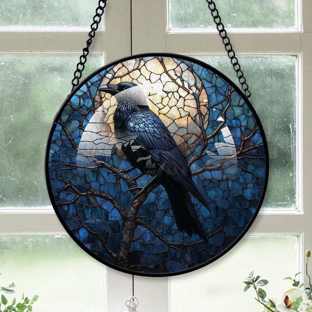 Personalized Midnight Crow Suncatcher Stained Glass, Midnight Crow ...