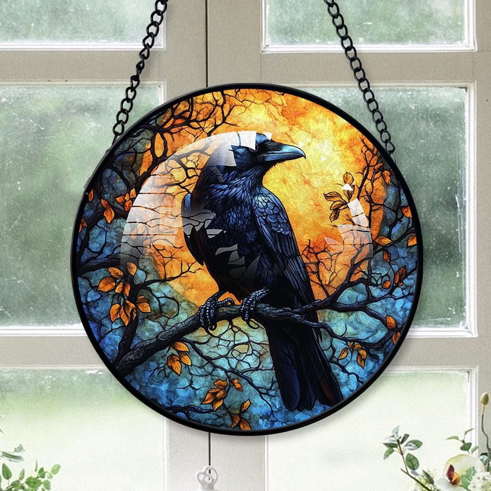 Personalized Midnight Crow Suncatcher Stained Glass Suncatchers ...