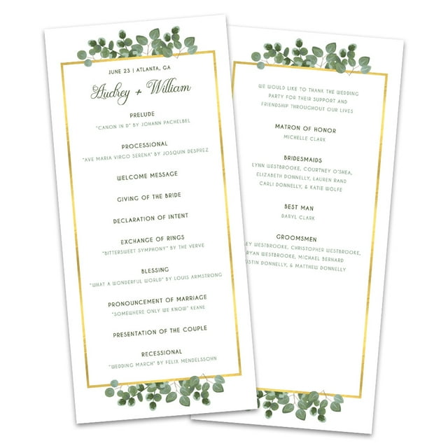 Personalized Minimal Floral Border Wedding Program - Walmart.com