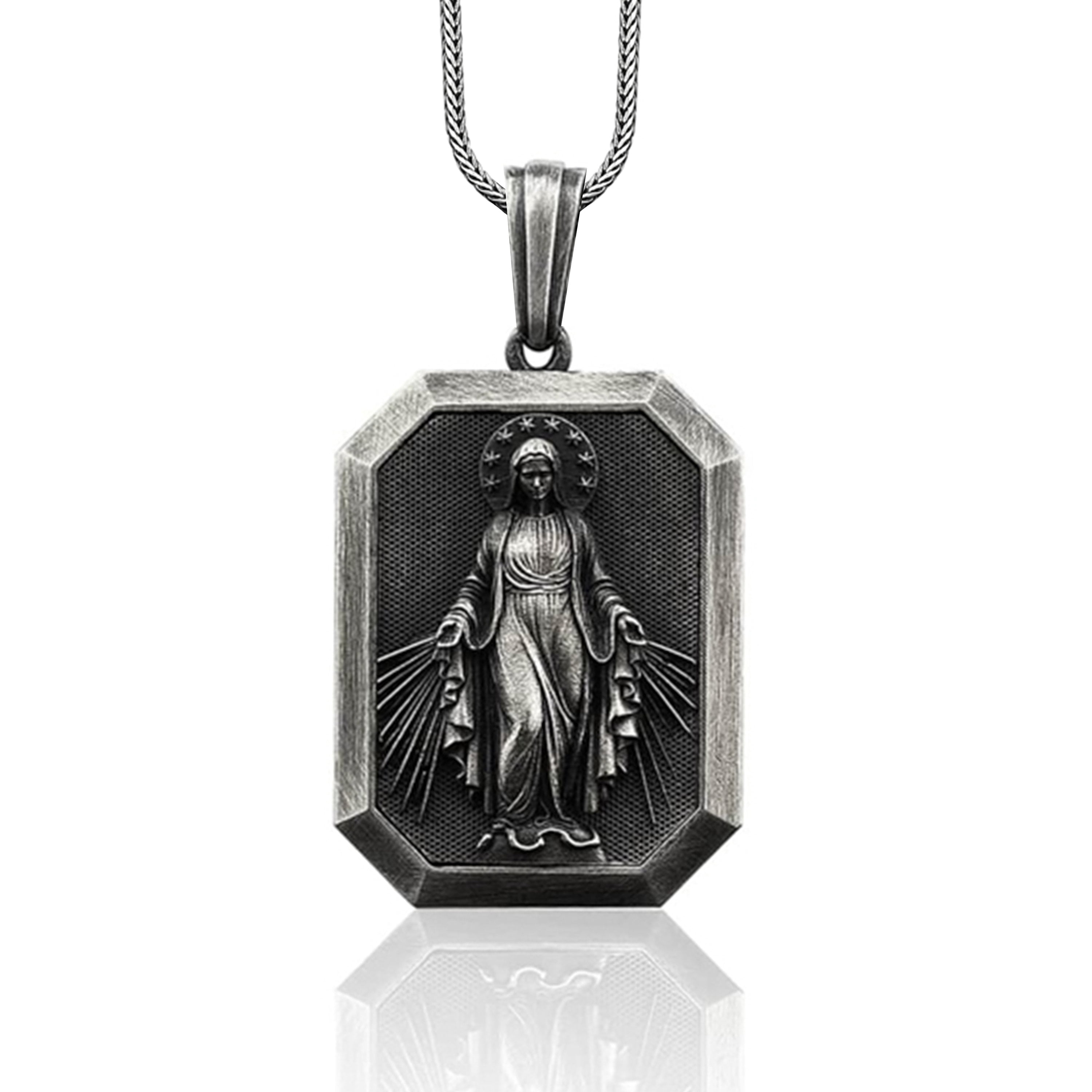 Personalized Miraculous Virgin Mary Pendant, Miraculous Virgin Mary Man ...
