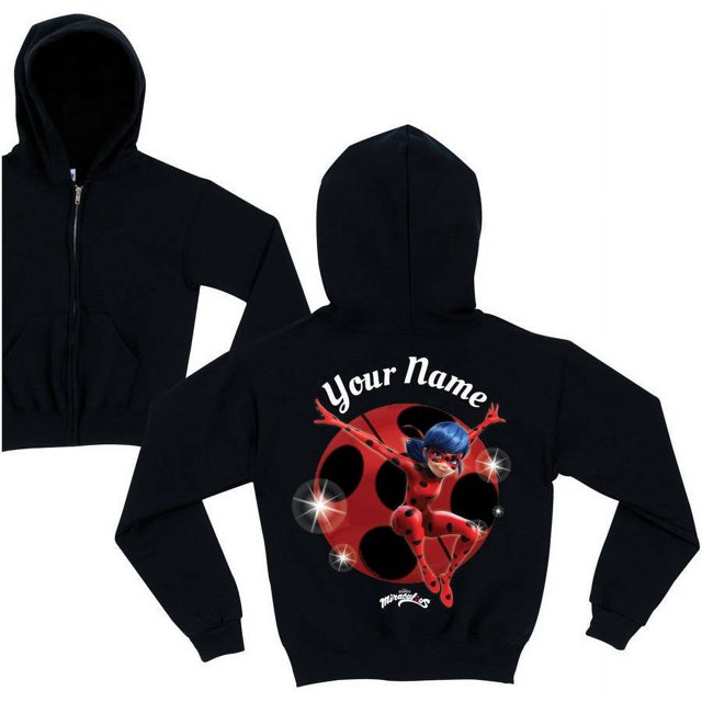 Personalized Miraculous Voila Ladybug Toddler Girl Black Zip-Up Hoodie ...