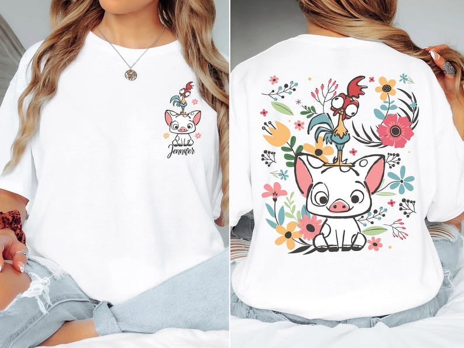 Personalized Moana Shirt, Pua And Hei Hei T-shirt, Floral Moana Shirt, Magic Kingdom Sweater ...