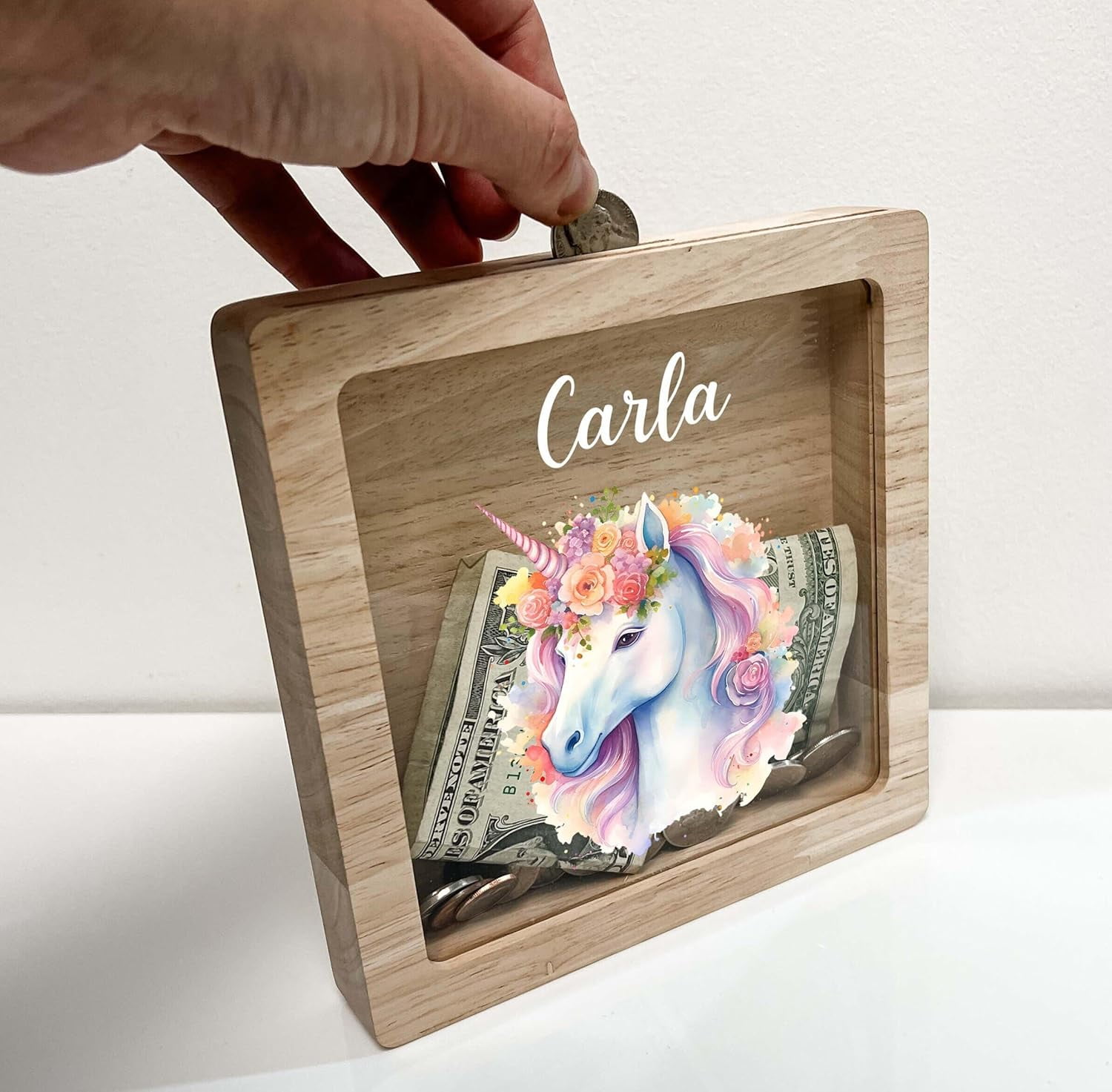 Personalized Money Box Name Savings Piggy Bank Coin Bank Unicorn Design ...